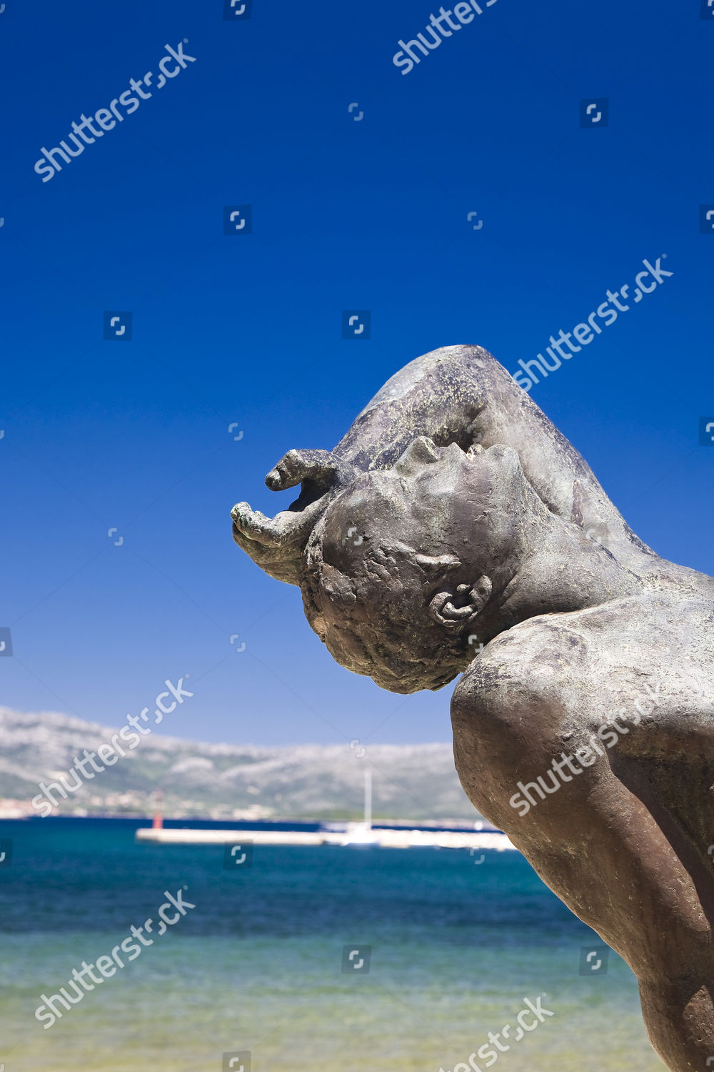Male Statue Leaning Back Sighing Korcula Editorial Stock Photo - Stock ...