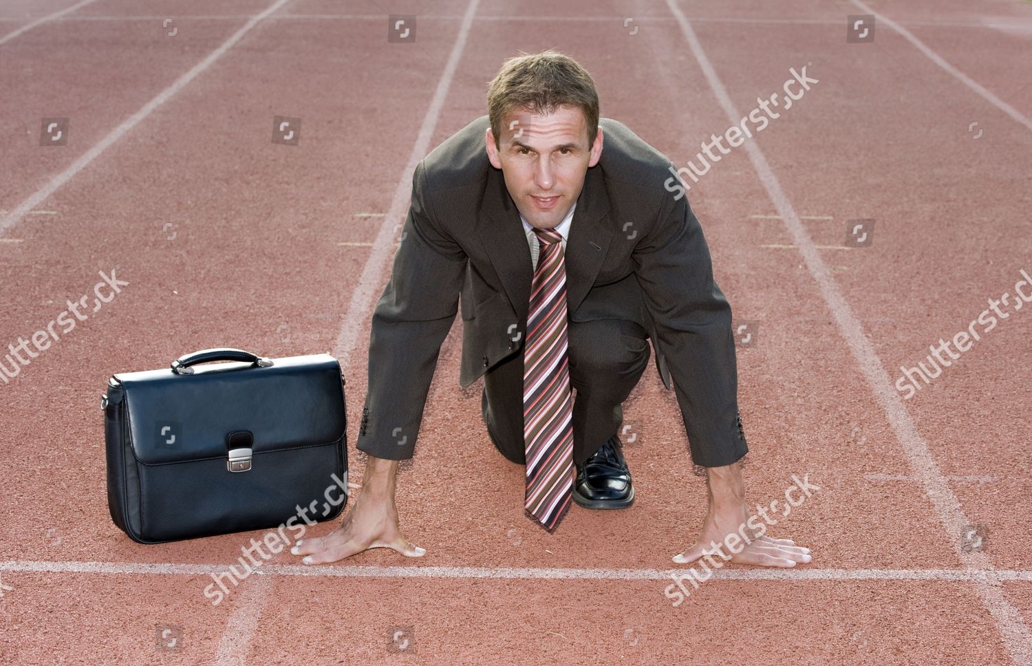 Model Released Businessman Starting Line Running Editorial Stock Photo ...