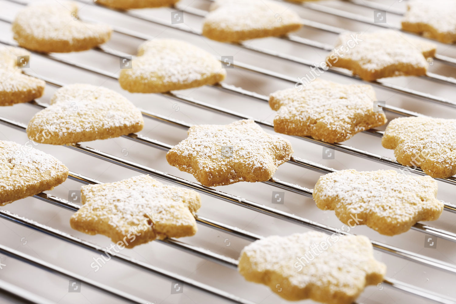 Shortcrust Cookies On Oven Grid Dusted Editorial Stock Photo - Stock ...