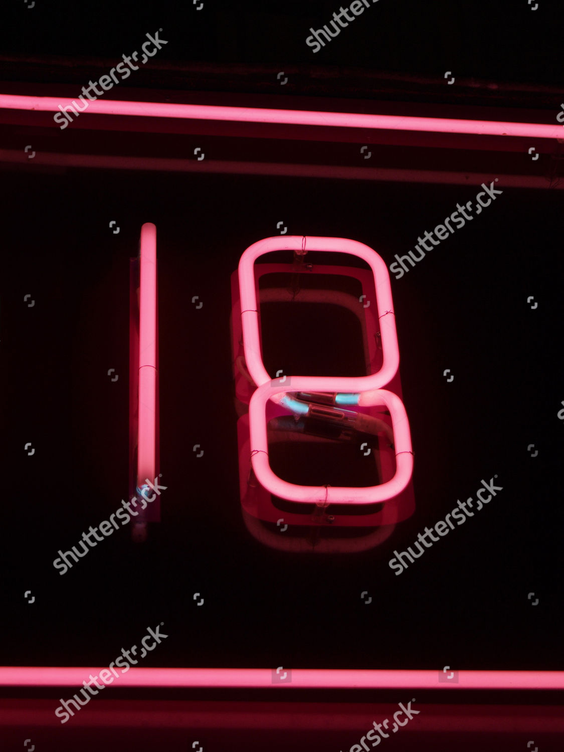 Number 18 Neon Sign Night Editorial Stock Photo - Stock Image ...