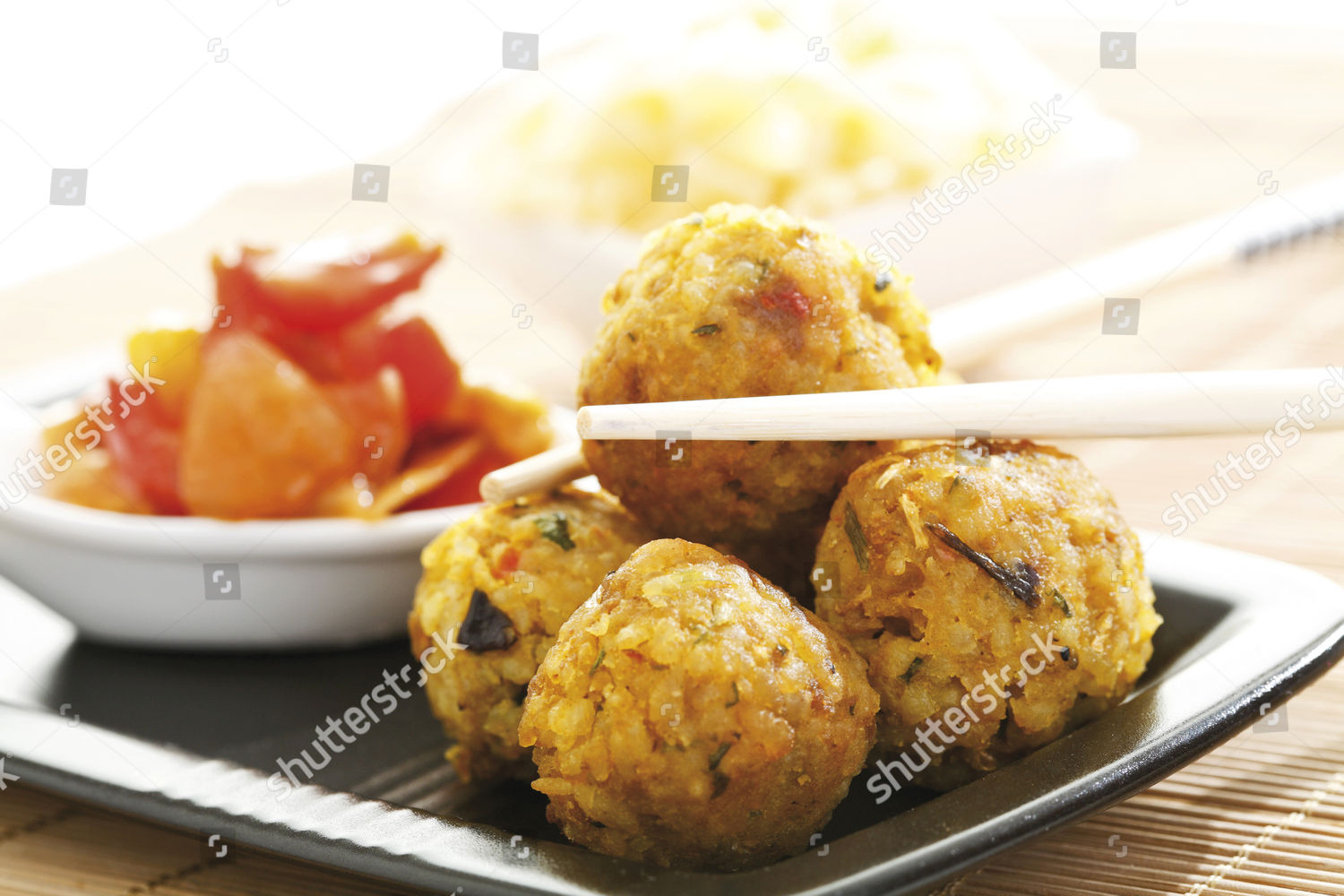 Asian Curryflavoured Balls Rice Chicken Breast Editorial Stock Photo ...