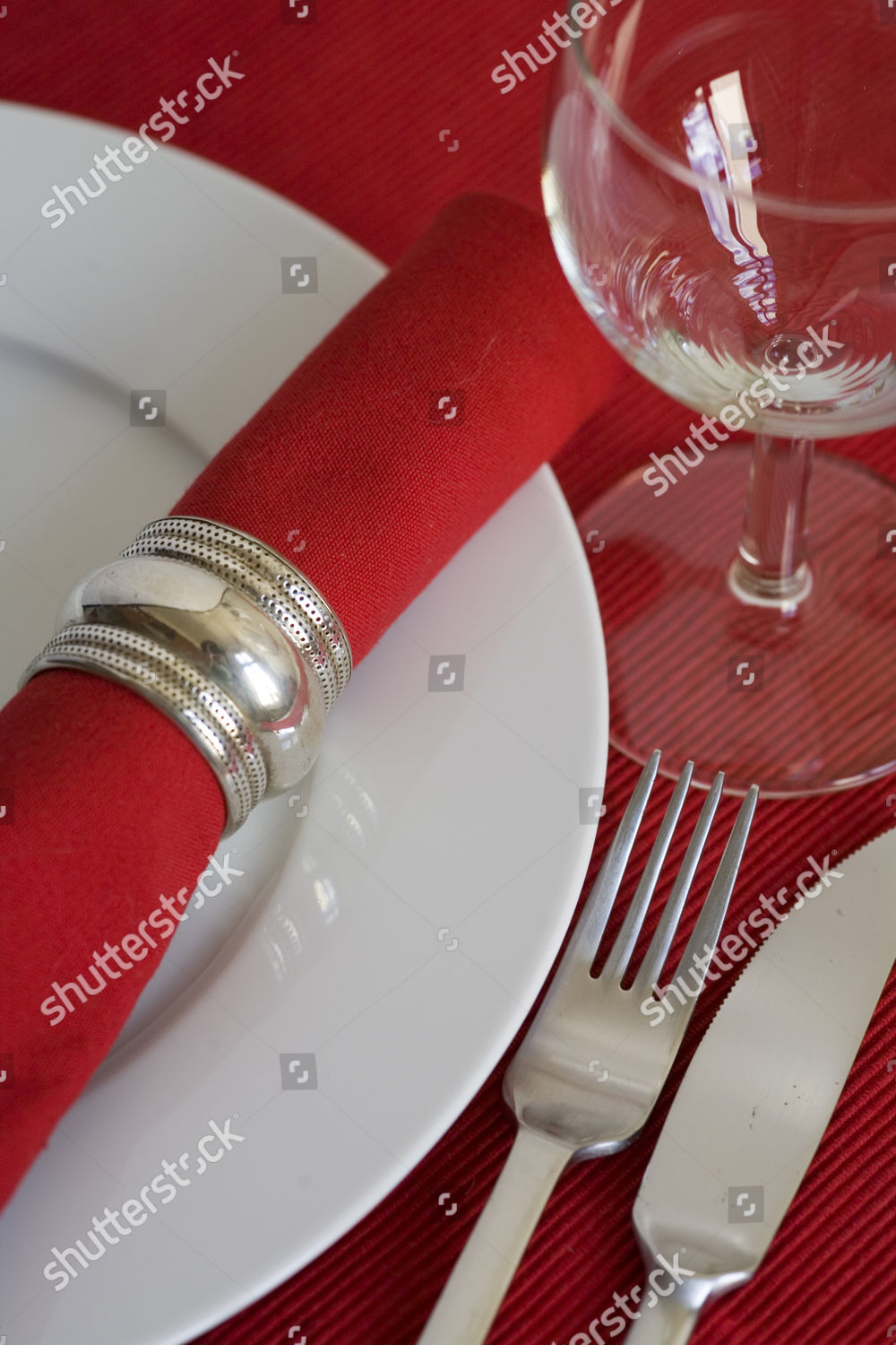 Table Setting Plate Wine Glass Cutlery Editorial Stock Photo - Stock ...