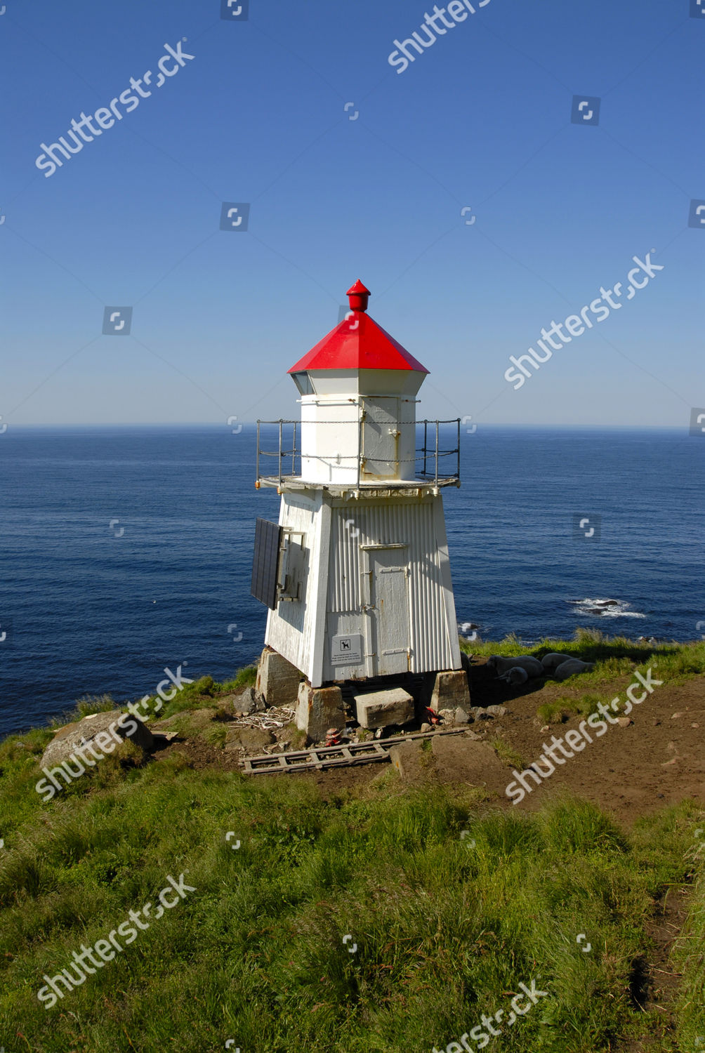 Lonely Little White Lighthouse Red Roof Editorial Stock Photo - Stock ...