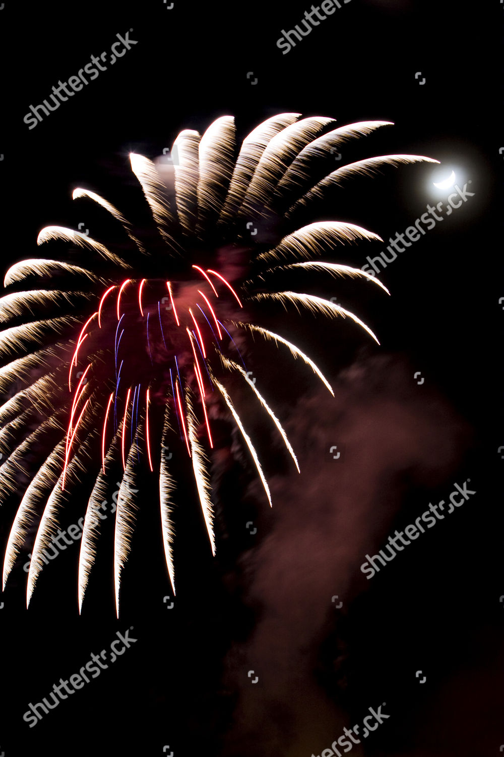 Fireworks Moon Glowing Night Sky Filzmoos Editorial Stock Photo - Stock ...