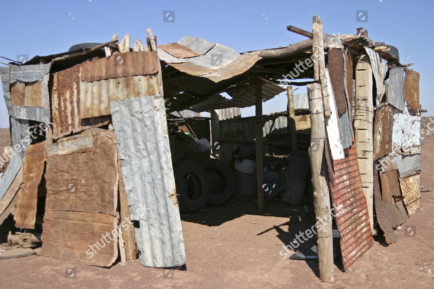 Small Barrack Consists Scrap Metal Namibia Editorial Stock Photo ...