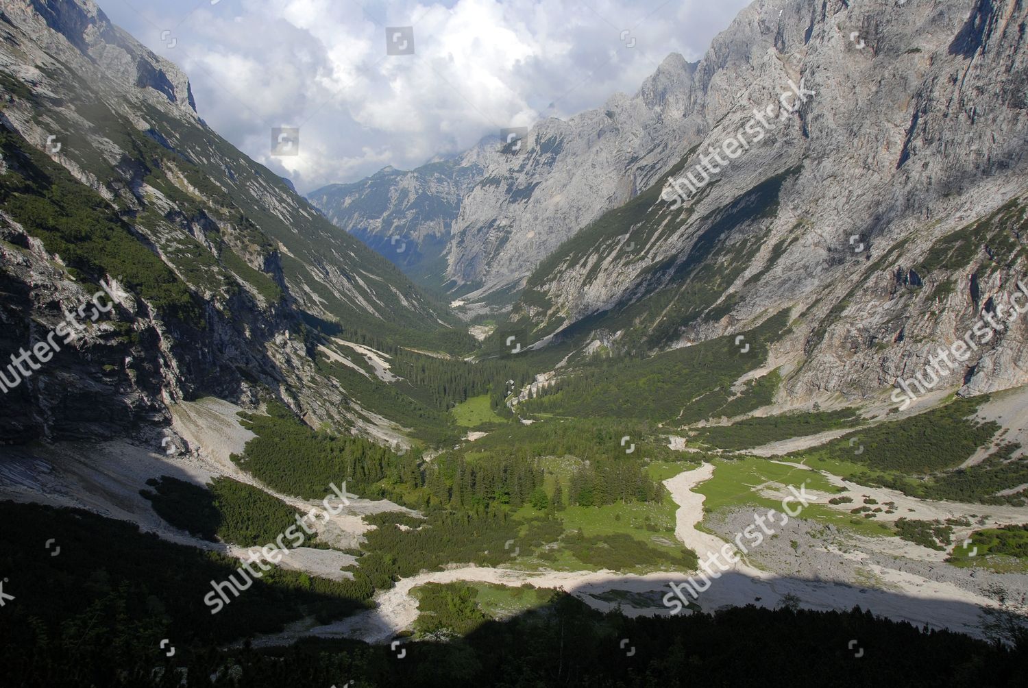 View Into Mountain Valley Reintal Mountain Editorial Stock Photo ...