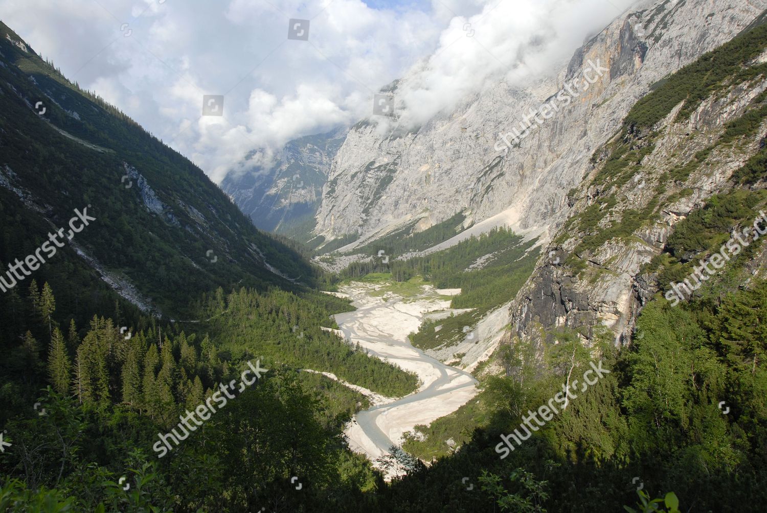 View Into Mountain Valley Reintal Mountain Editorial Stock Photo ...