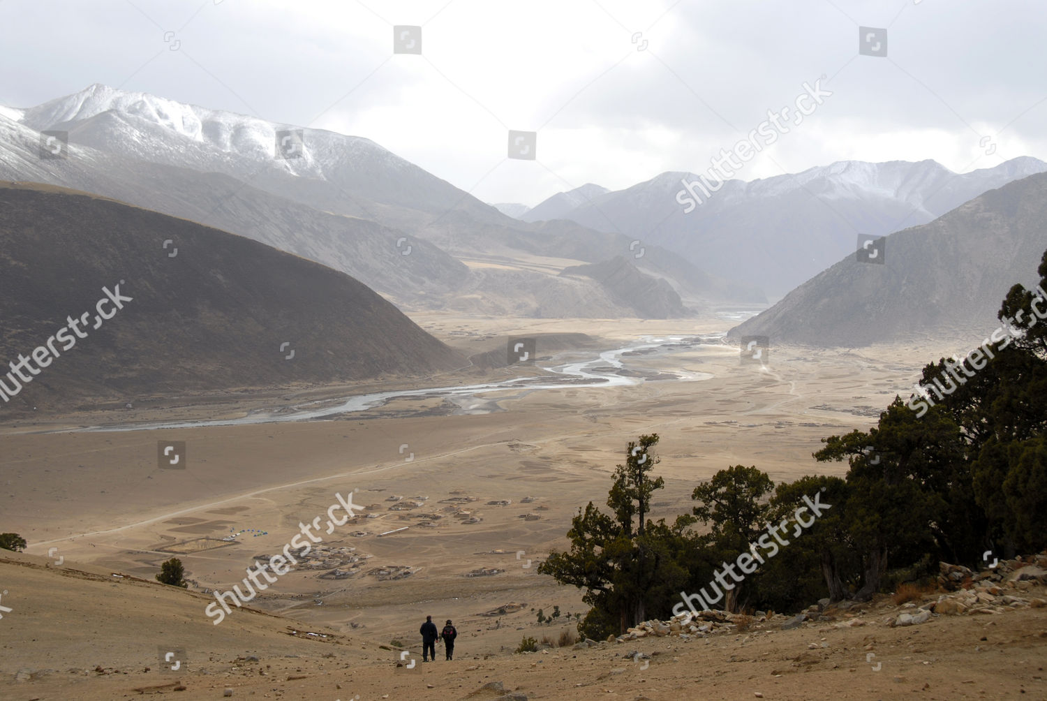 Wide River Valley Forest Snow Covered Editorial Stock Photo - Stock ...