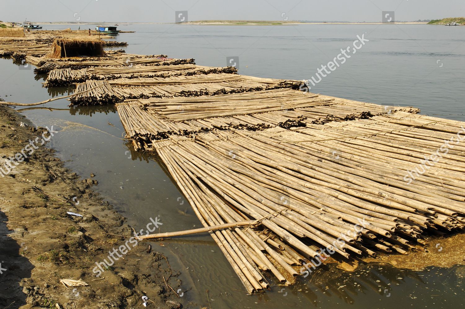 Bamboo Float On Irrawaddy River Myanmar Editorial Stock Photo - Stock ...