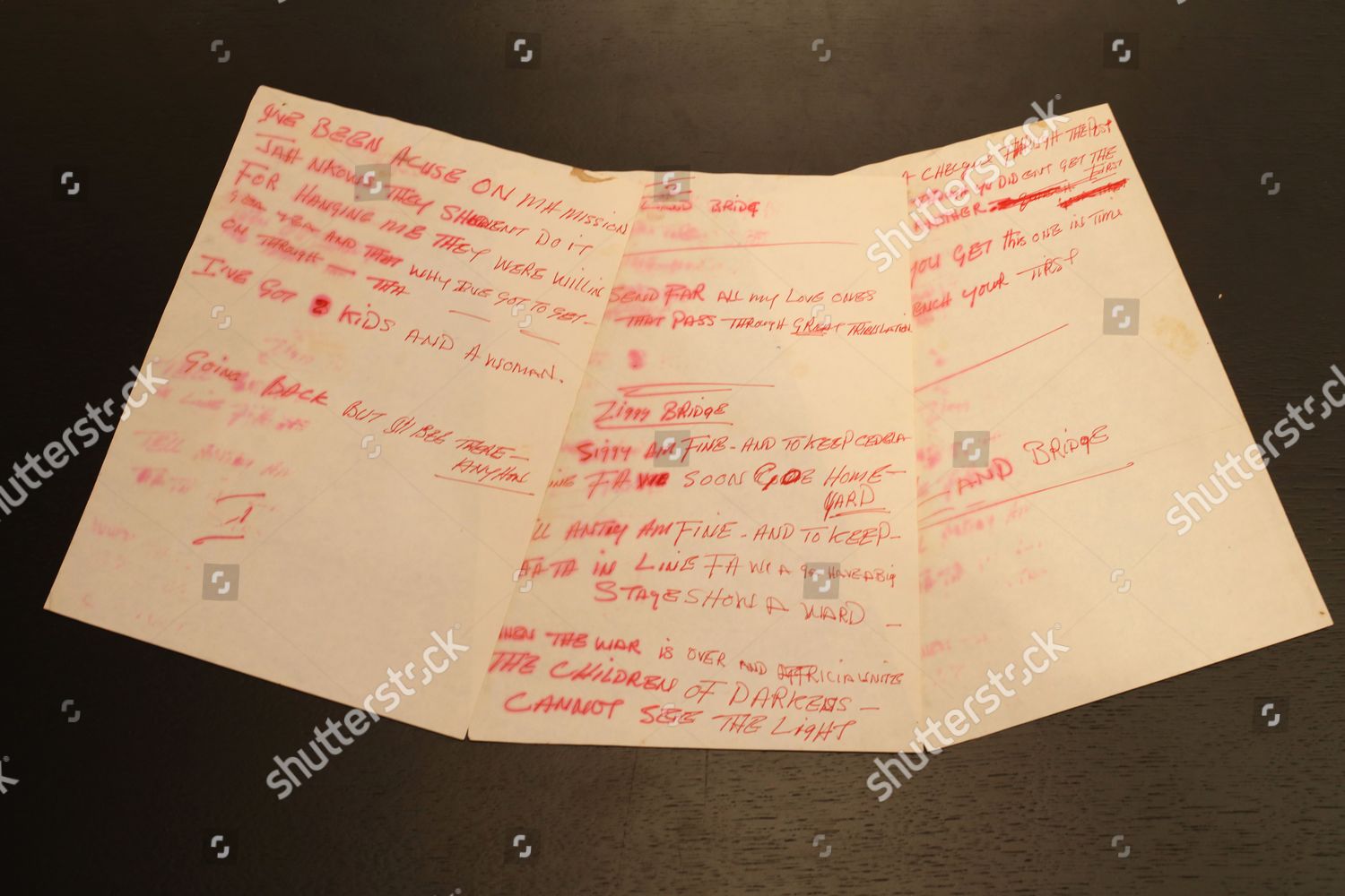 Bob Marley Hand Written Lyrics Editorial Stock Photo - Stock Image ...