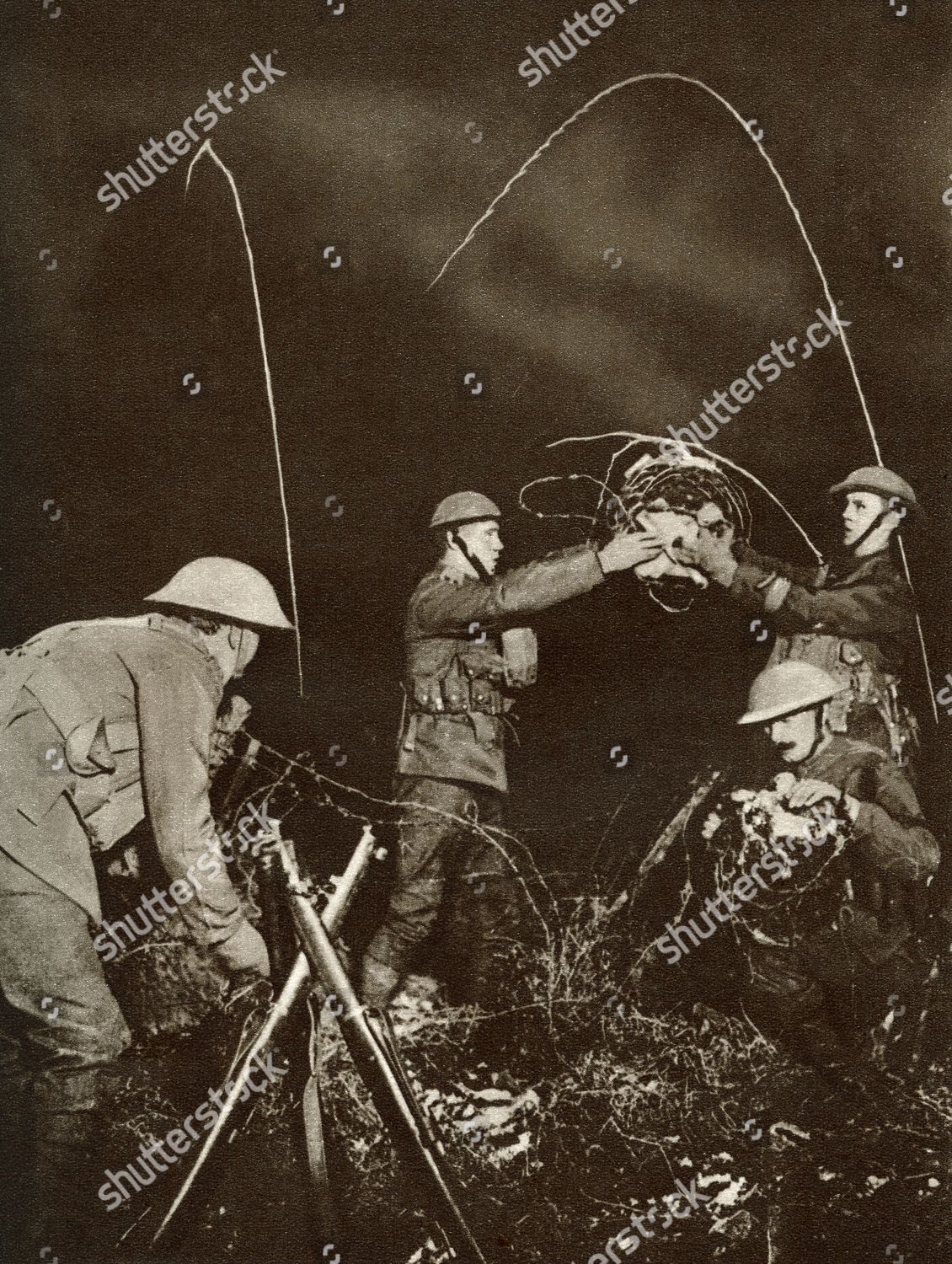 Wiring Party Soldiers Erecting Barbed Wire Editorial Stock Photo ...