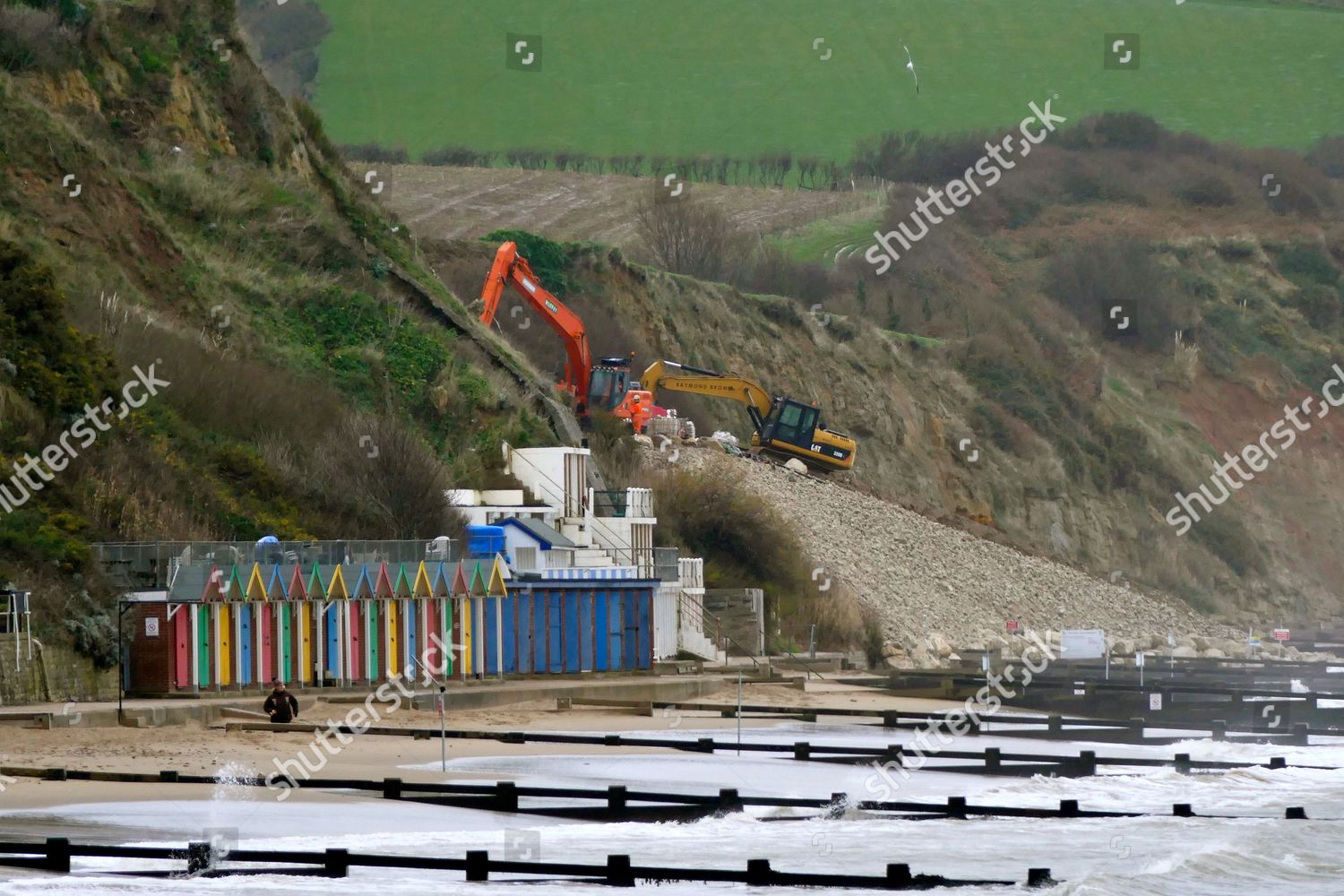 Building Works Swanage Bay Cliffs Stabilise Editorial Stock Photo ...
