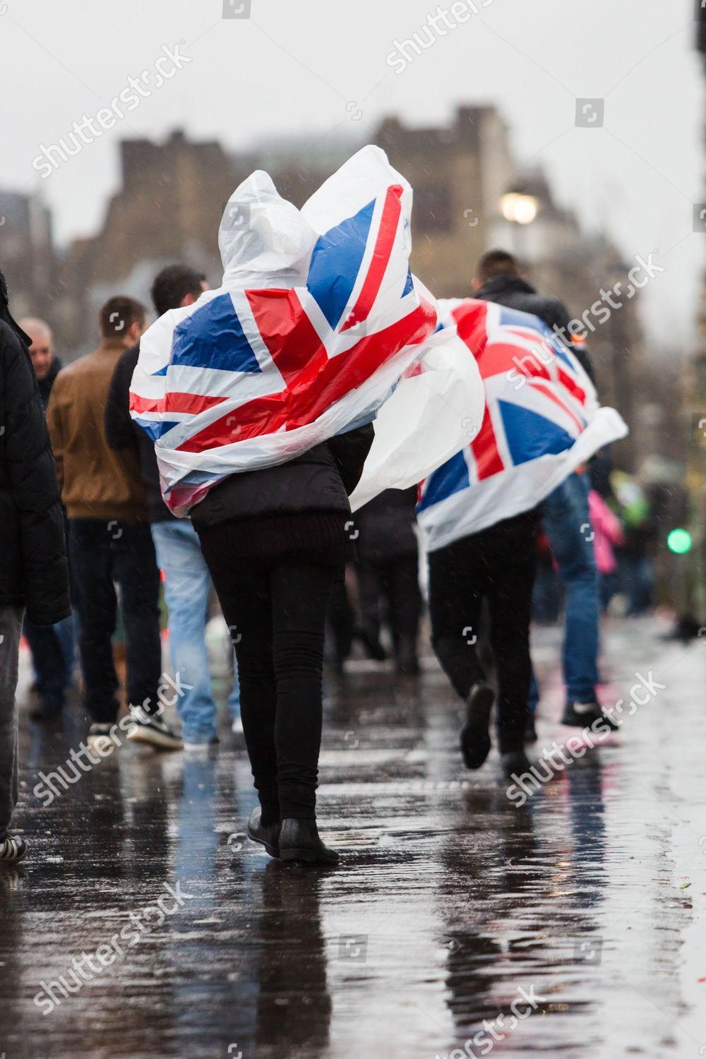 People Wearing Union Jack Rain Ponchos Editorial Stock Photo - Stock ...