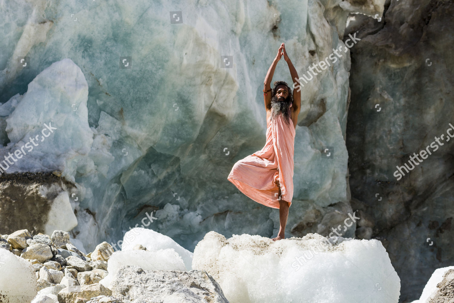 Sadhu Holy Man Standing Tree Pose Editorial Stock Photo - Stock Image ...