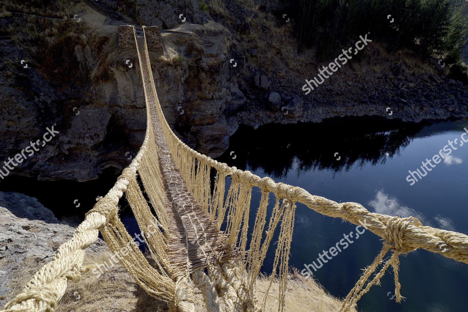 Last Intact Inca Rope Bridge Rope Editorial Stock Photo - Stock Image ...