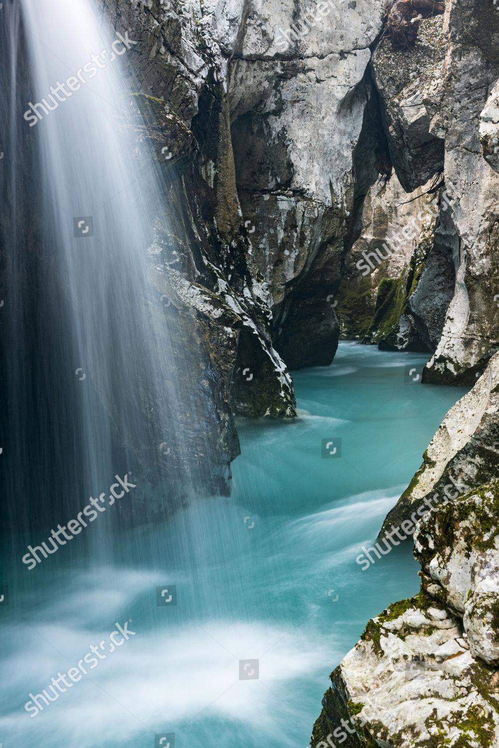 Waterfall Soca Canyon Soca Valley Bovec Editorial Stock Photo - Stock ...
