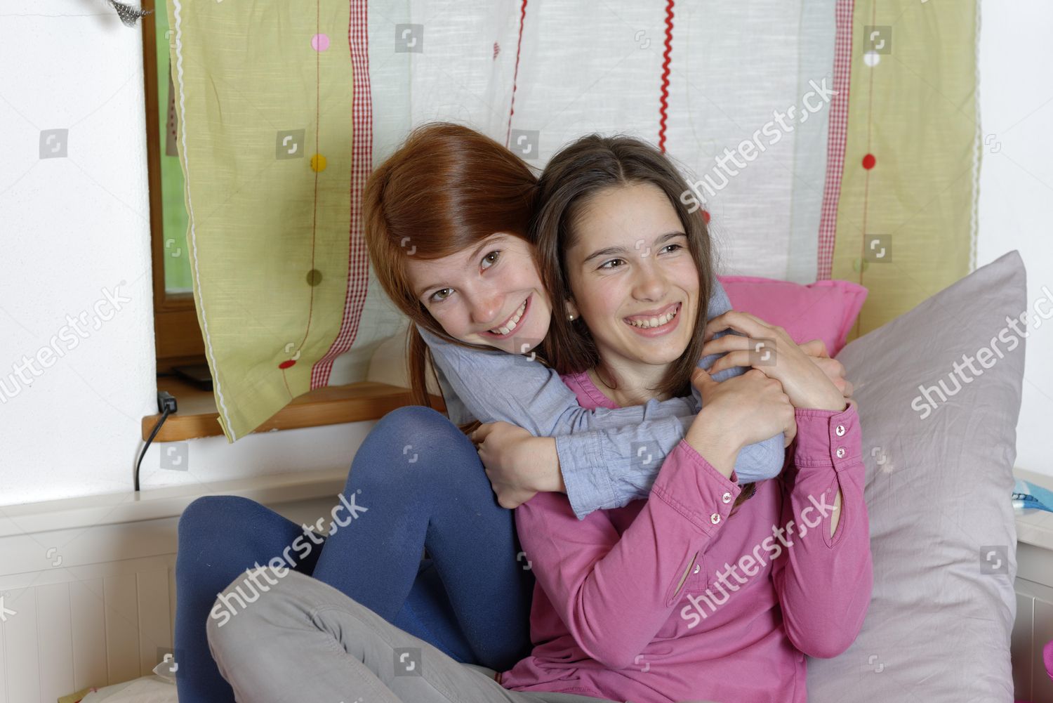 Model Released Girls Hugging Friendship Upper Editorial Stock Photo ...