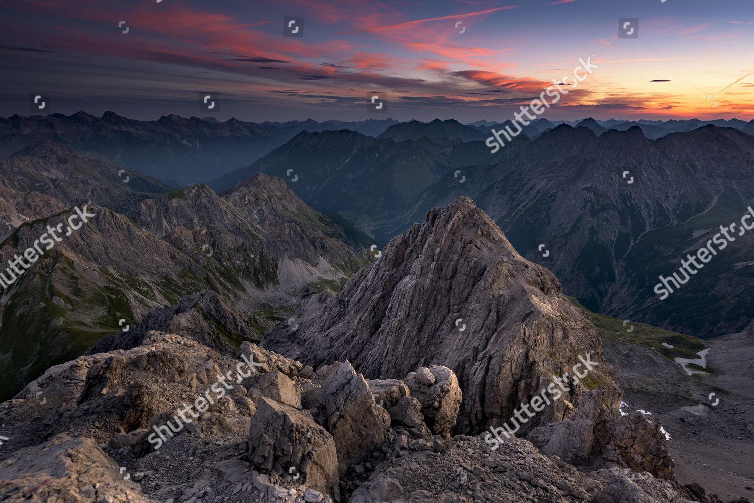 Lechtal Alps Sunrise Gramais Lech Valley Editorial Stock Photo - Stock ...