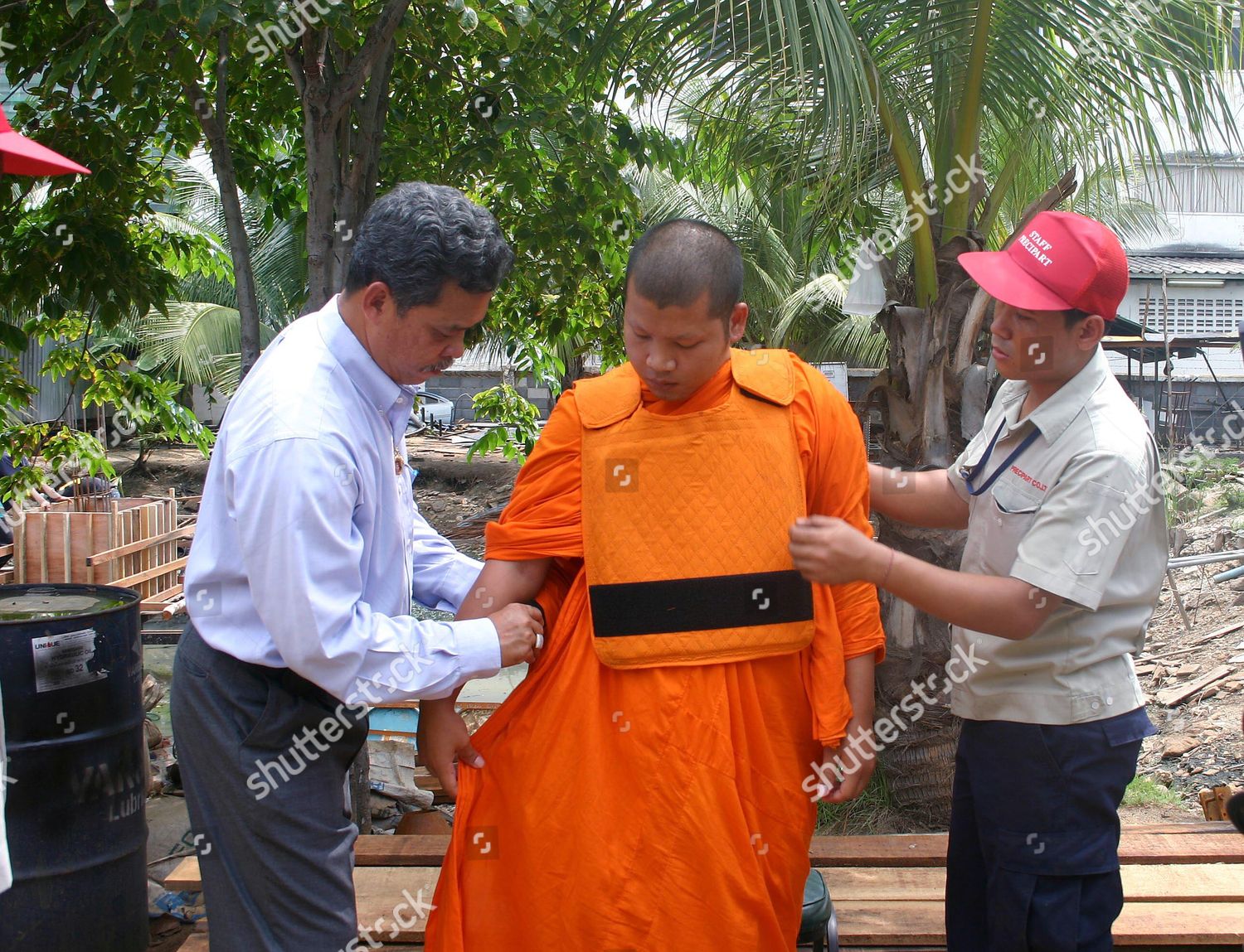 Monk Wears Bullet Proof Vest While Editorial Stock Photo - Stock Image ...