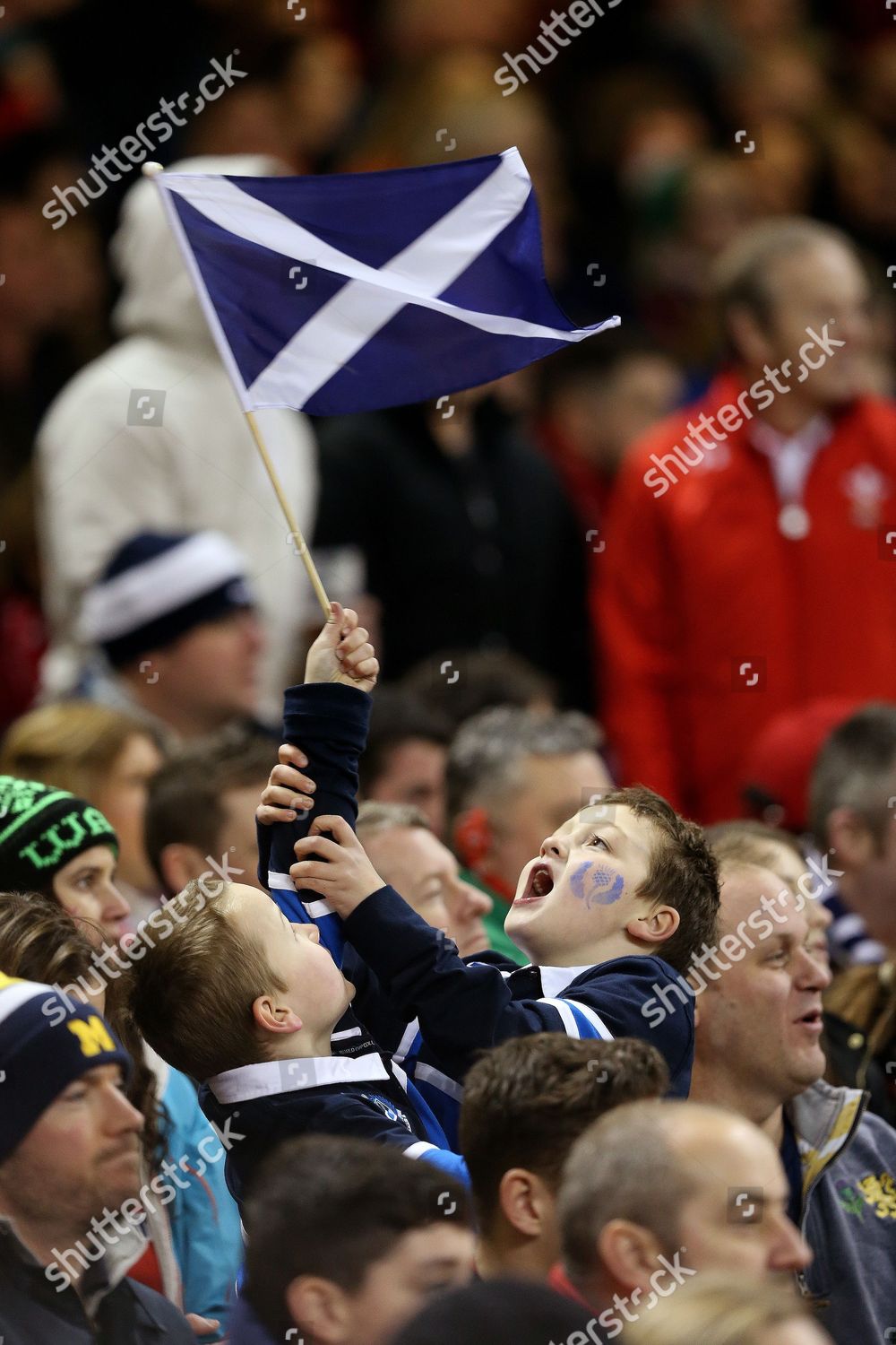 Two Young Scotland Fans Wave Saltire Editorial Stock Photo - Stock ...