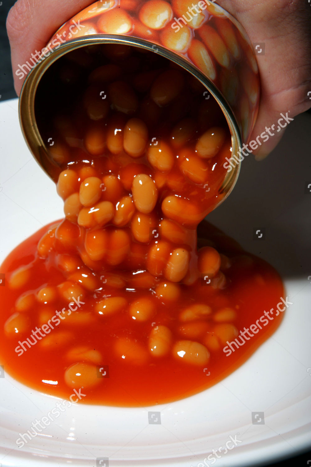 Pouring Can Baked Beans Onto Plate Editorial Stock Photo - Stock Image ...