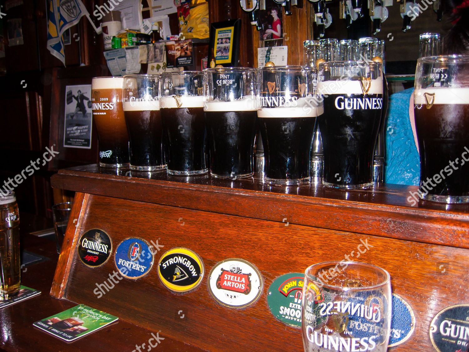 Row Pints Guinness Settling On Bar Editorial Stock Photo - Stock Image ...