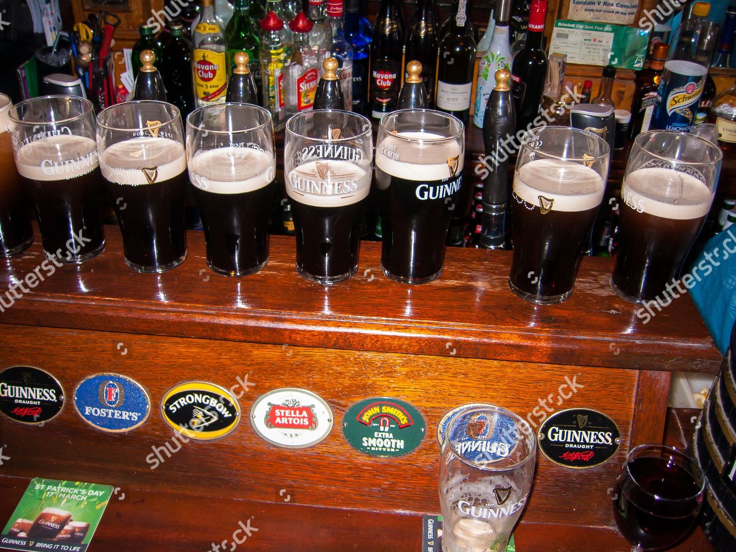 Row Pints Guinness Settling On Bar Editorial Stock Photo - Stock Image ...