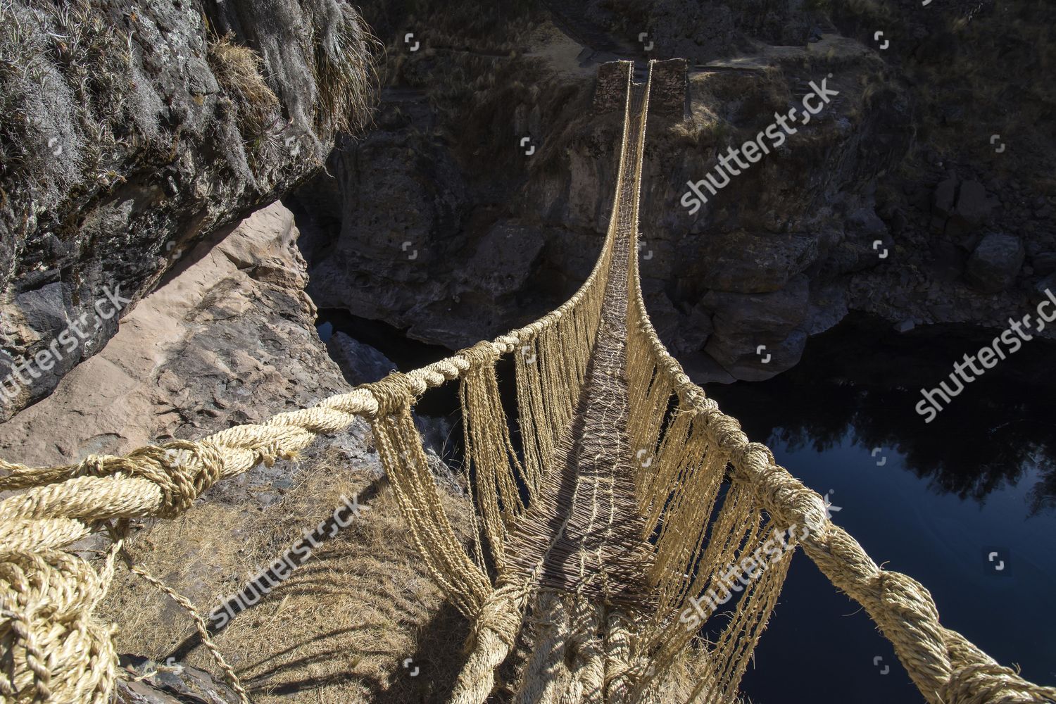 Last Intact Inca Rope Bridge Made Editorial Stock Photo - Stock Image ...