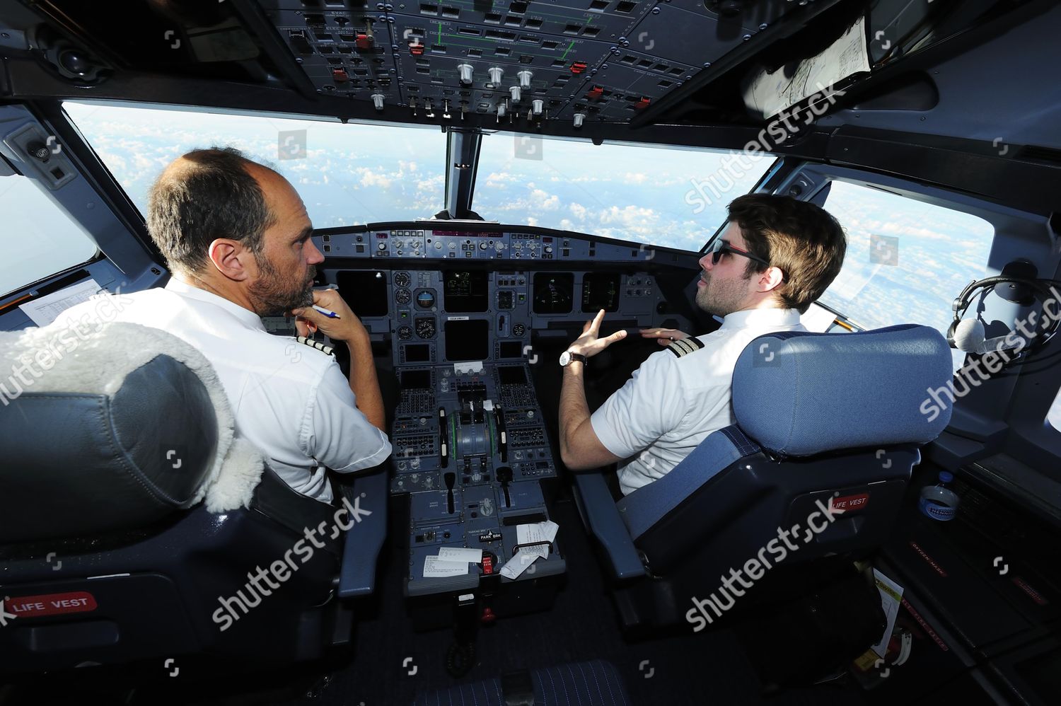 Model Released Pilot Copilot Cockpit Airbus Editorial Stock Photo ...