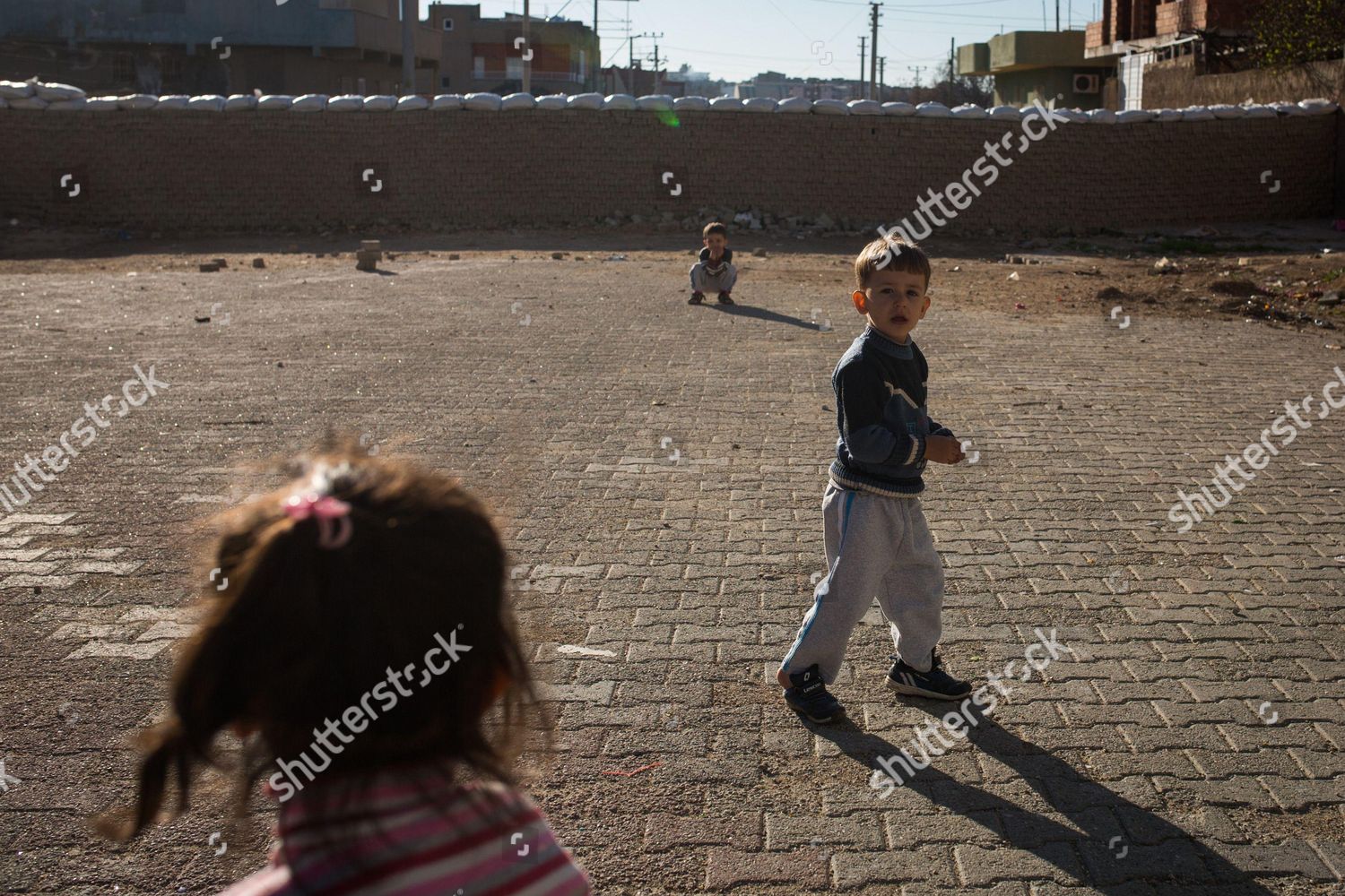 Children Playing Front Barricade Built By Editorial Stock Photo - Stock ...