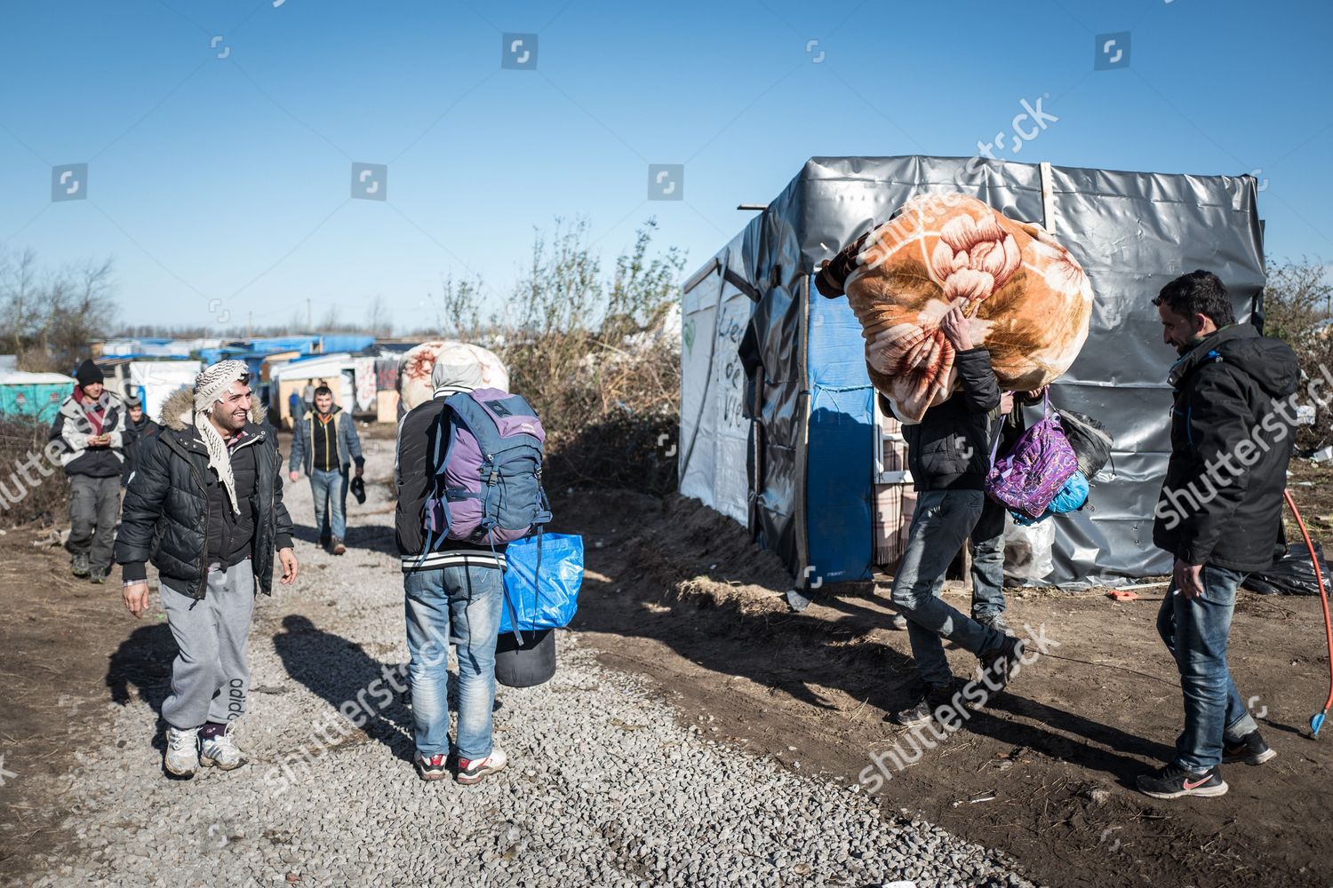 Refugees Gather Together Their Posessions Before Editorial Stock Photo ...