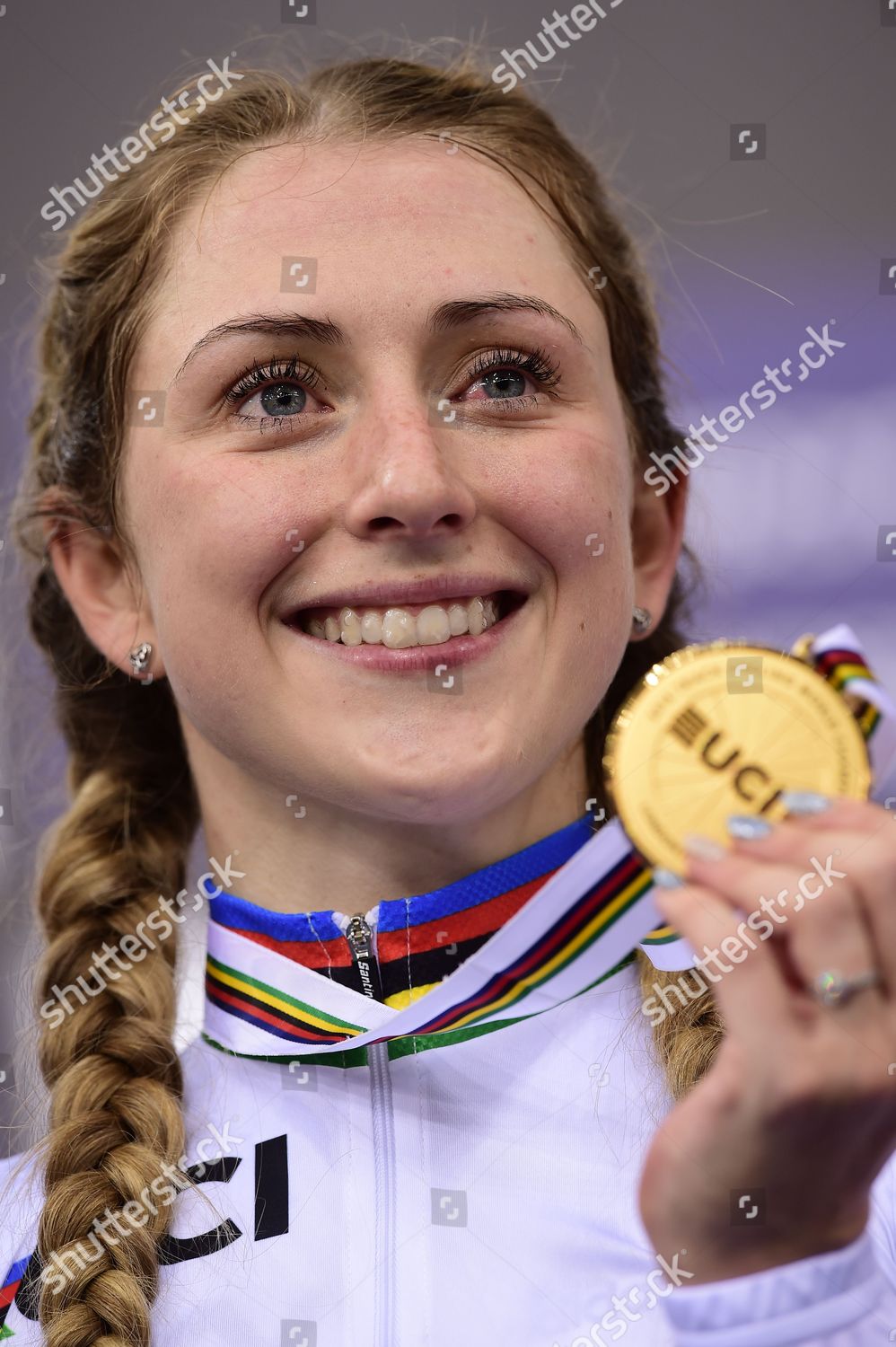 Trott Laura Celebrates Gold On Podium Editorial Stock Photo - Stock ...