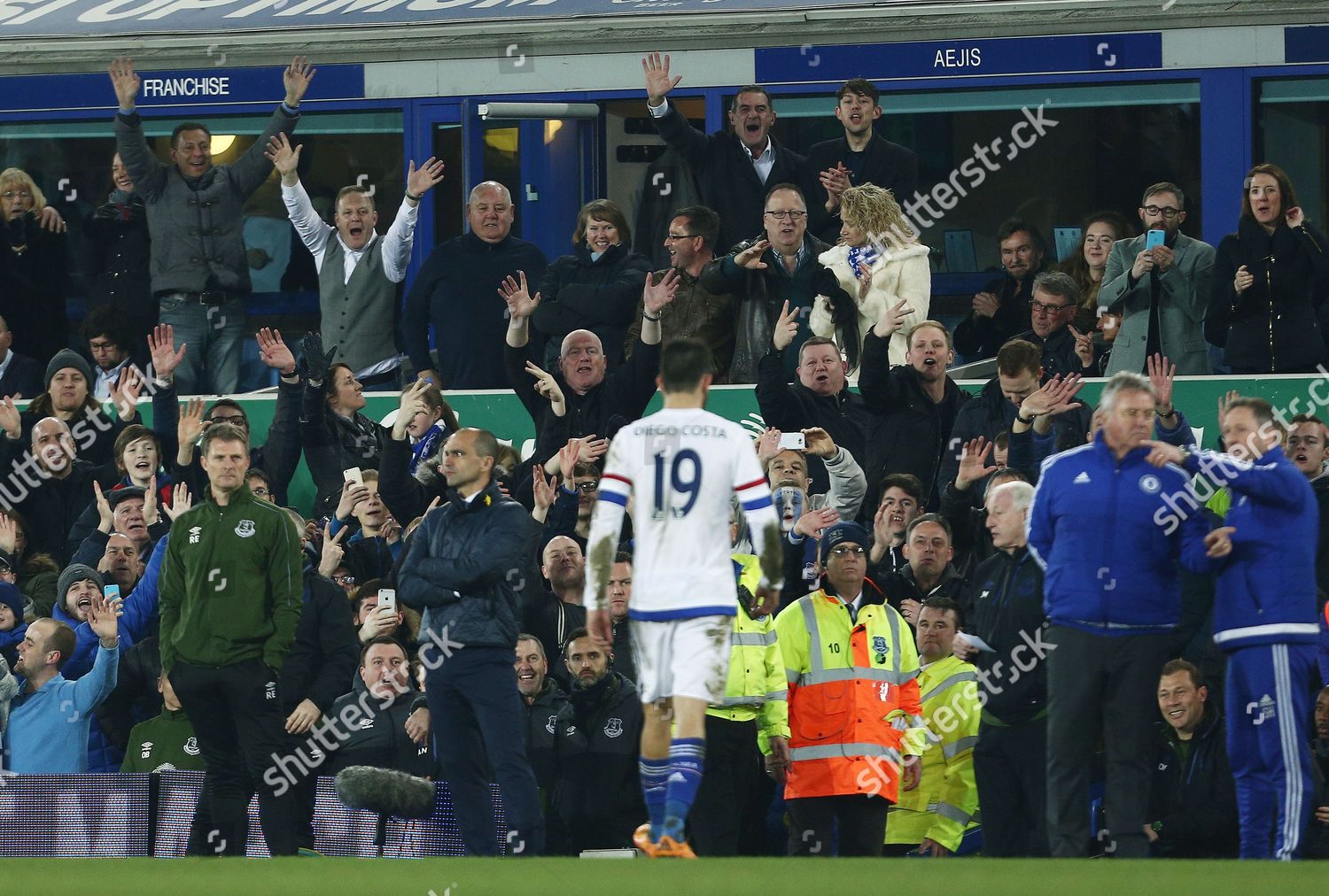 Everton Fans Wave Flick V Signs Editorial Stock Photo - Stock Image ...
