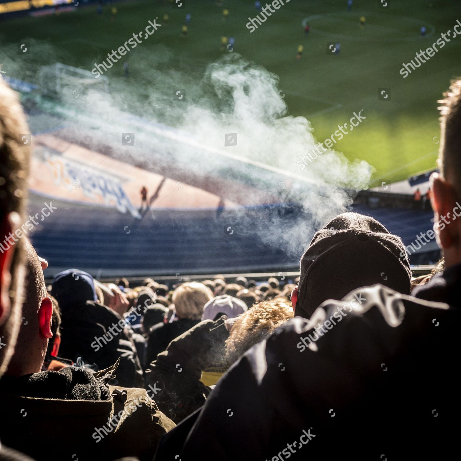 Football Fans Smoking Inside Olympiastadion Berlin Editorial Stock ...