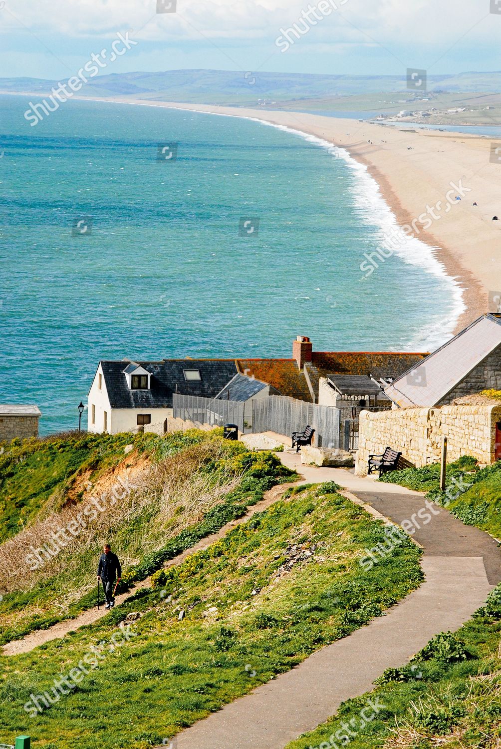 Man Heads Down Chesil Cove Portland Editorial Stock Photo - Stock Image ...