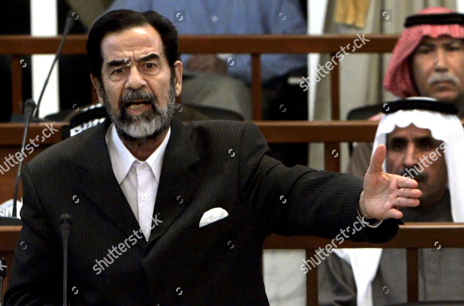 Former Iraqi President Saddam Hussein Gestures Editorial Stock Photo ...