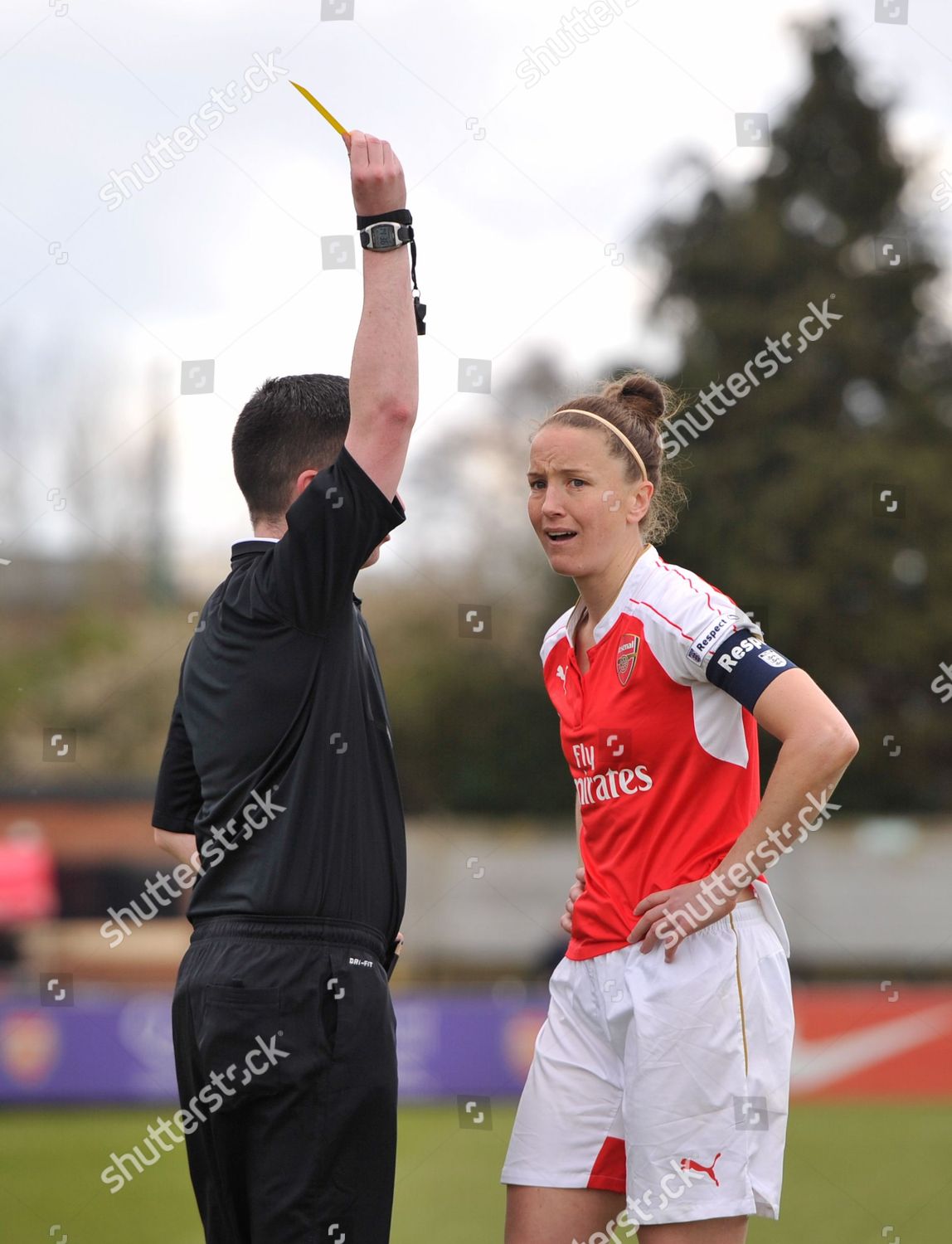 Referee Christopher Odonnell Shows Yellow Card Editorial Stock Photo ...