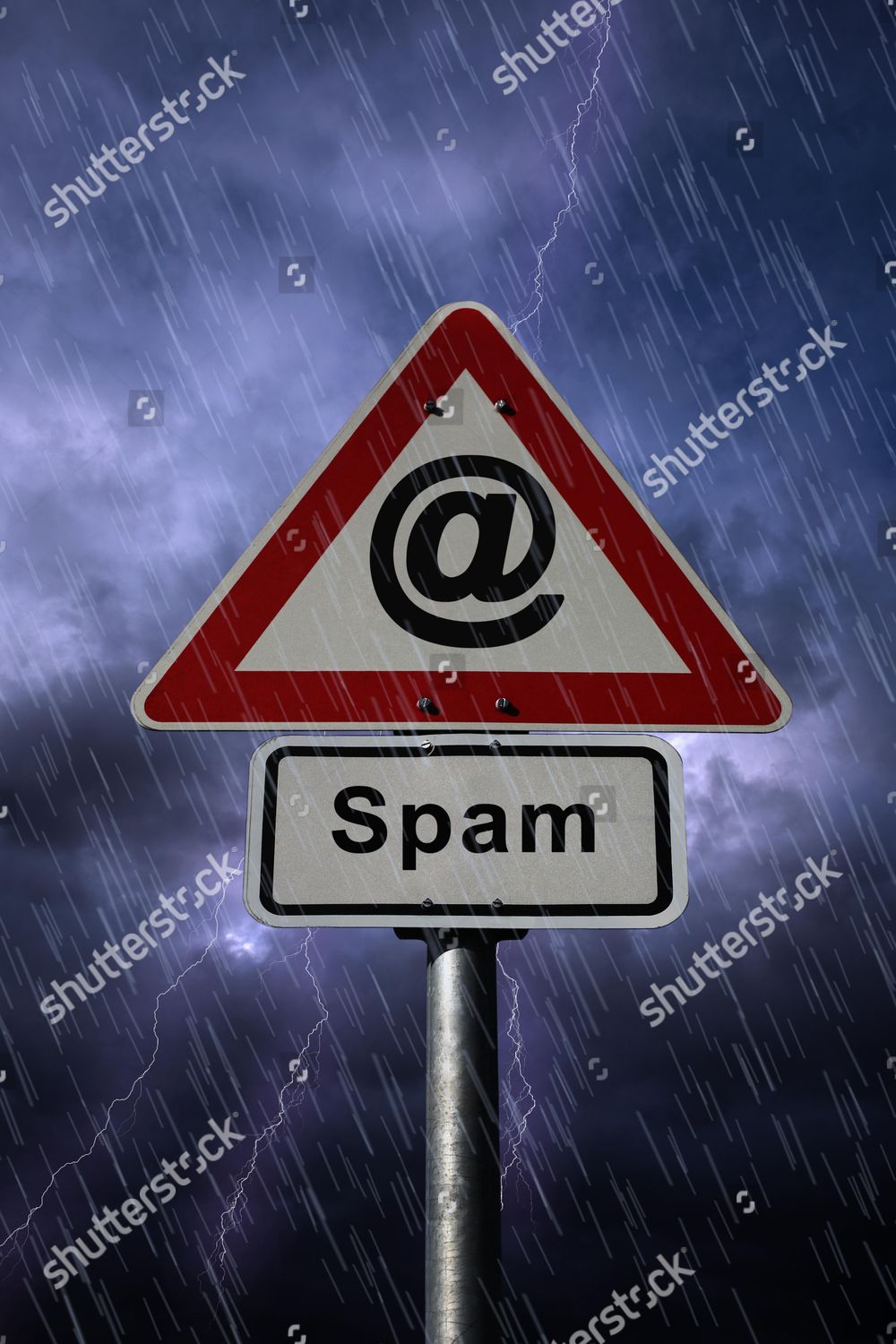 Symbol Spam Road Signs Againt Rainy Editorial Stock Photo - Stock Image ...