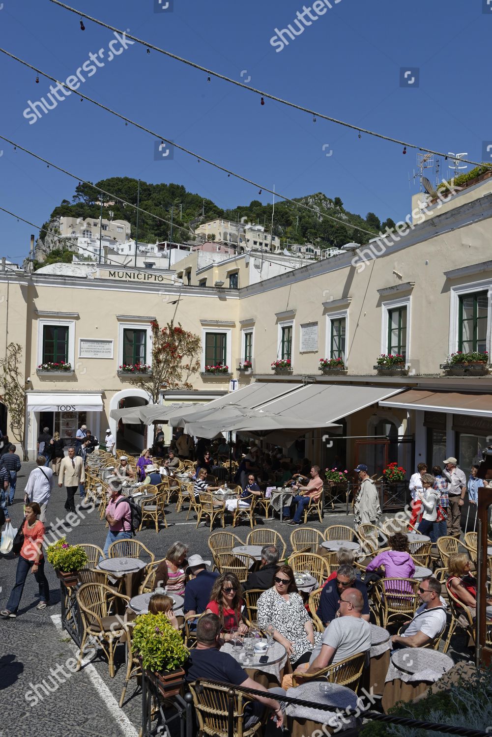 On Piazetta Square Sidewalk Cafes Capri Editorial Stock Photo - Stock ...