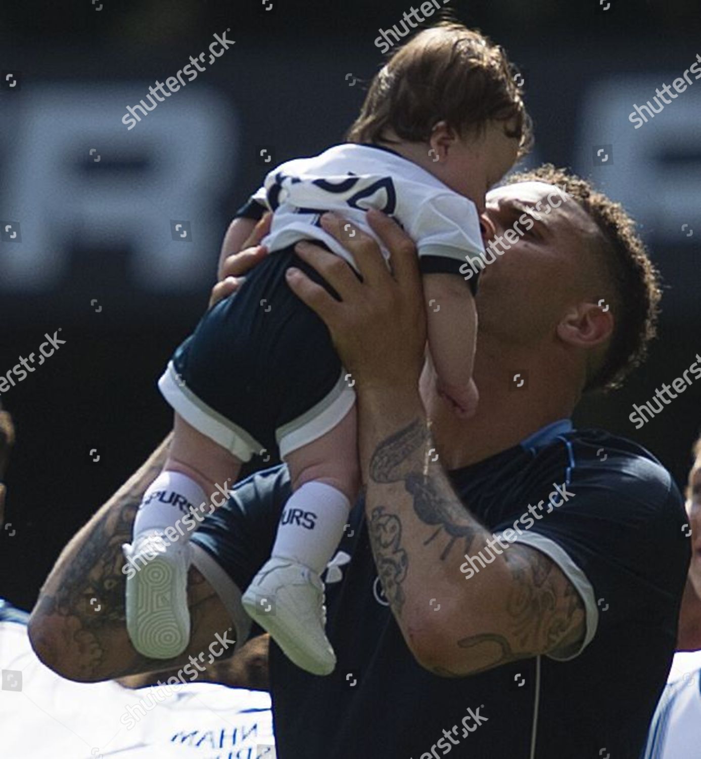 Kyle Walker Kisses His Baby During Editorial Stock Photo - Stock Image ...