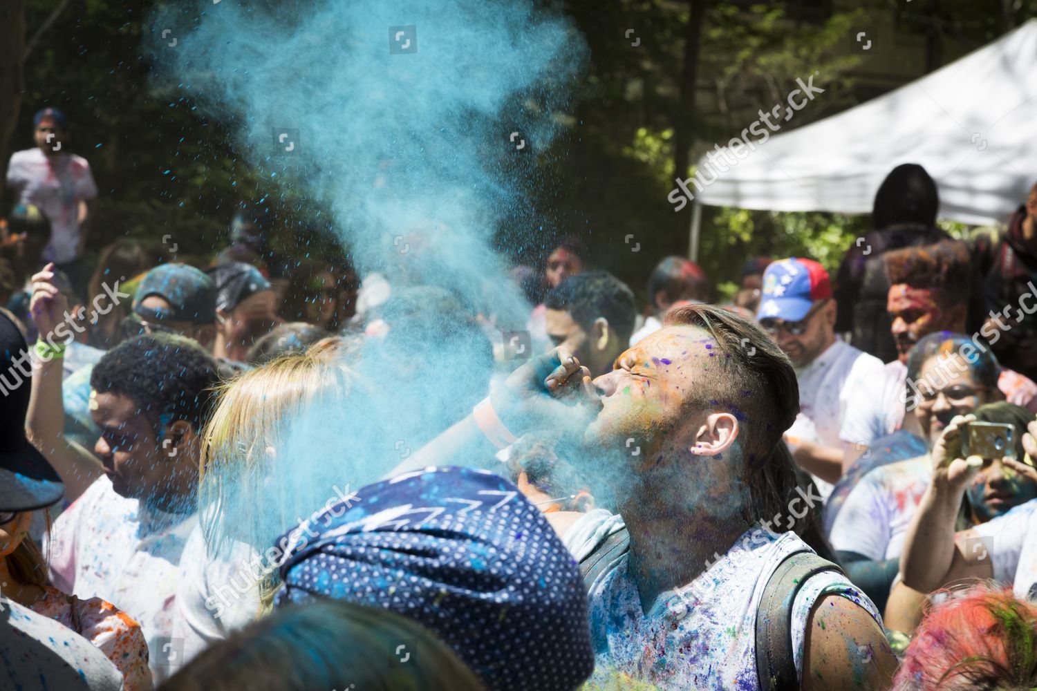 Man Colorful Powder On His Face Editorial Stock Photo - Stock Image ...