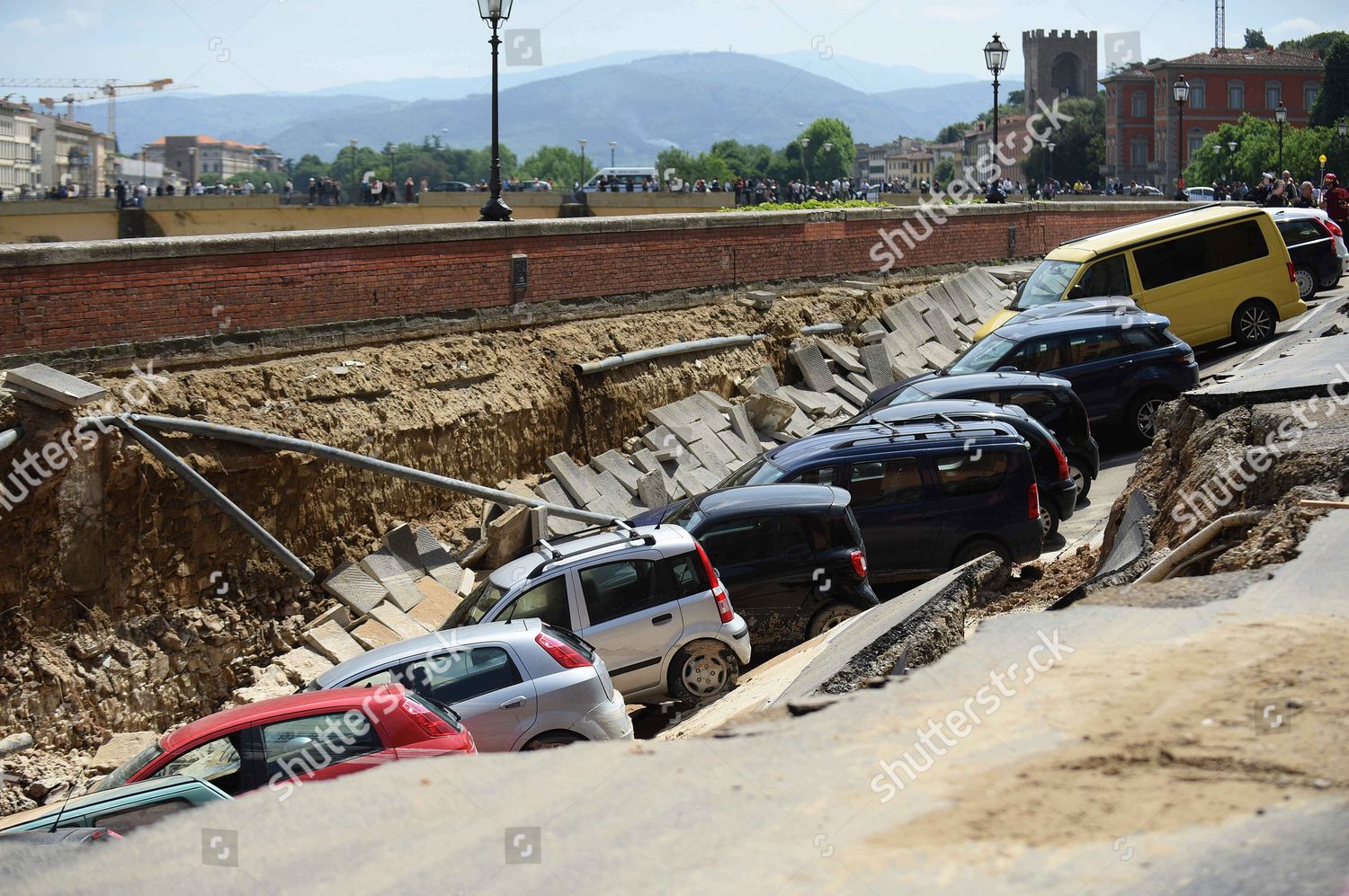 Cars Ditch Caused By Embankment Collapse Editorial Stock Photo - Stock ...