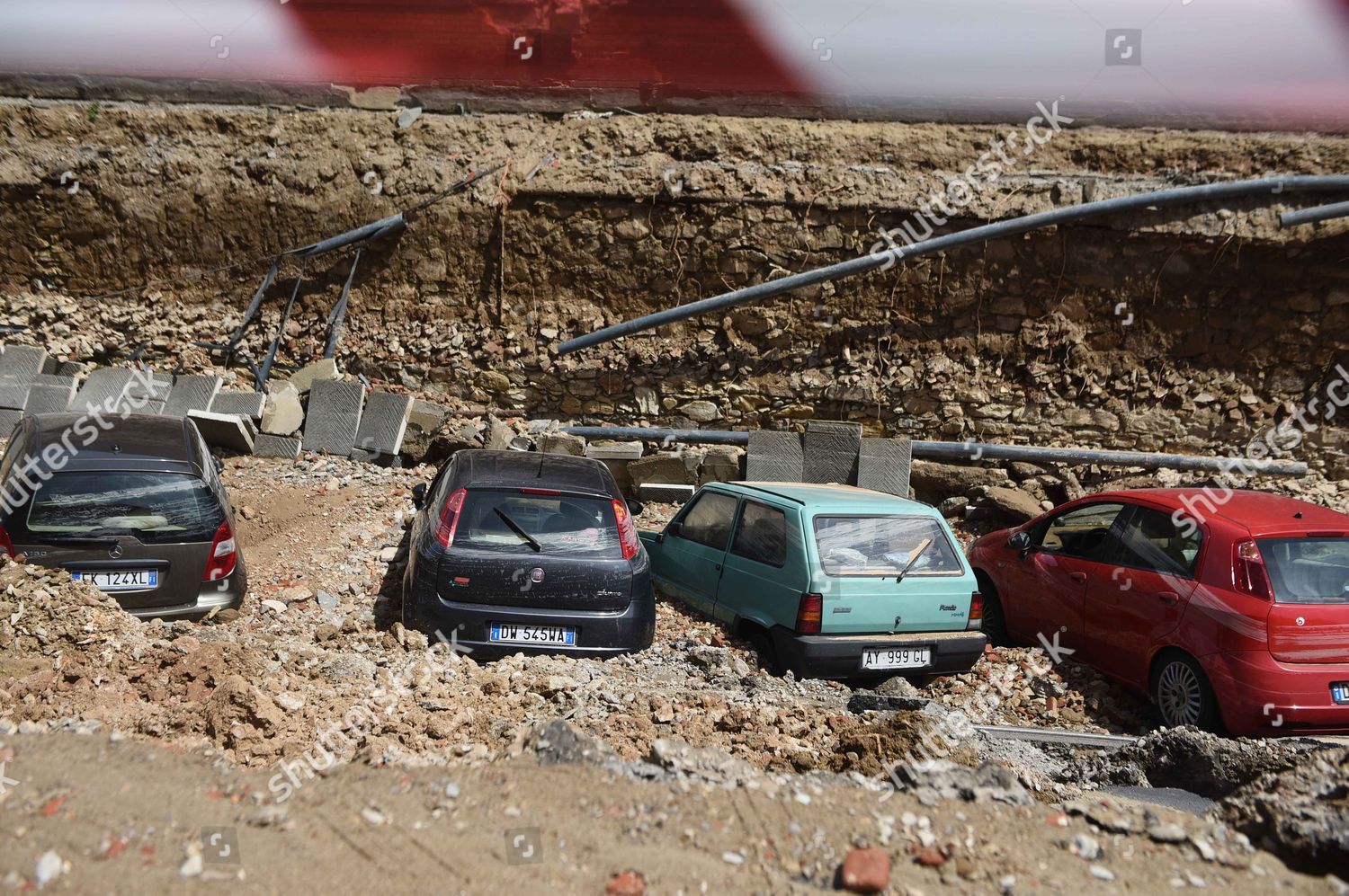 Cars Ditch Caused By Embankment Collapse Editorial Stock Photo - Stock ...
