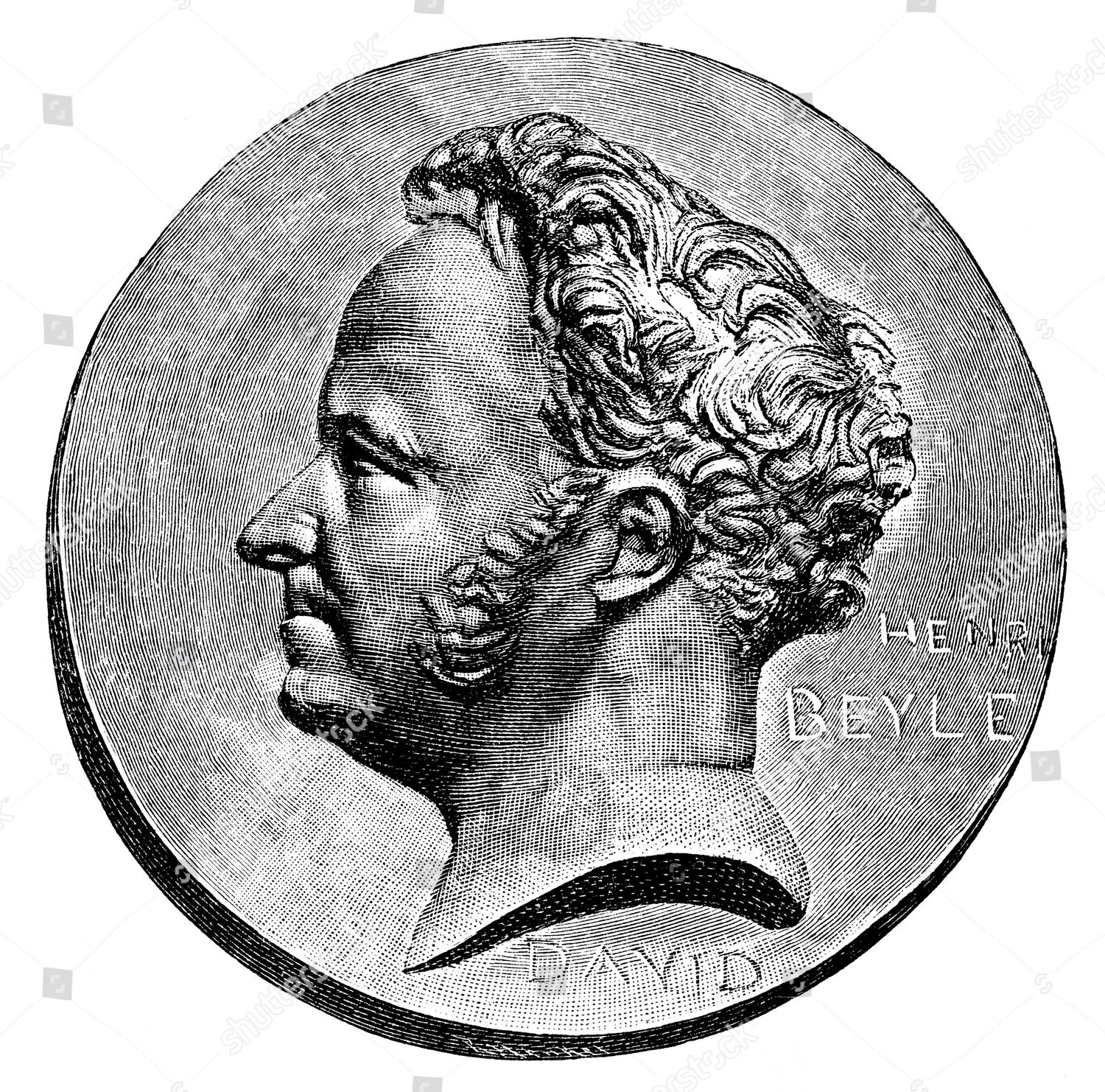 Historical Print 19th Century Portrait Stendhal Editorial Stock Photo ...