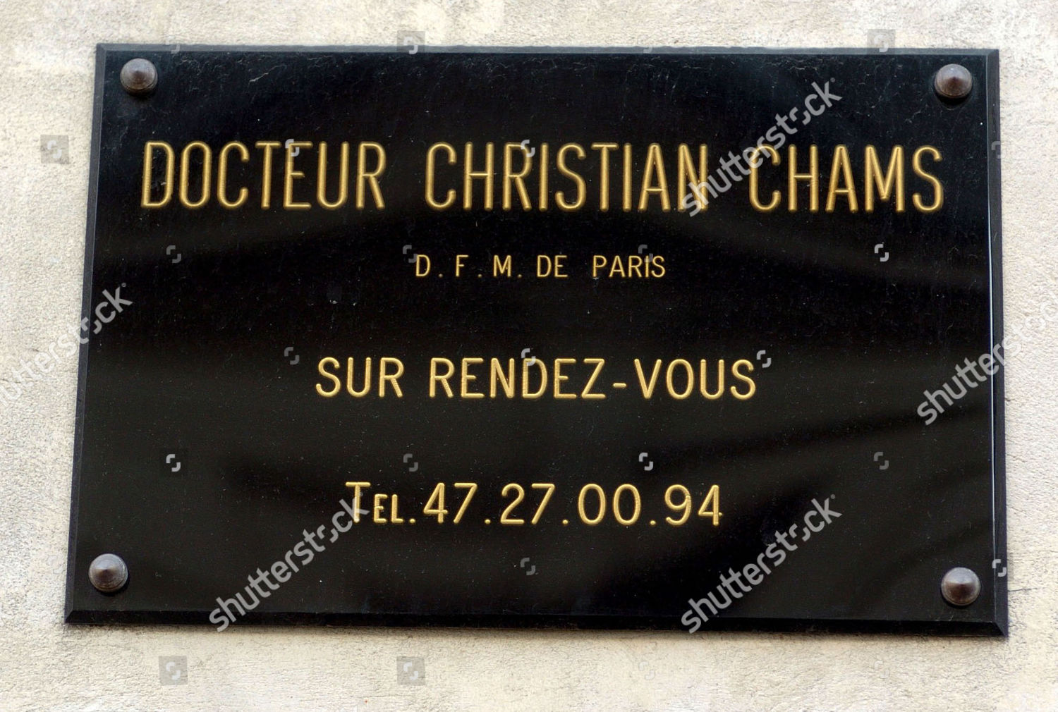 Dr Christian Chams Nameplate Editorial Stock Photo - Stock Image ...