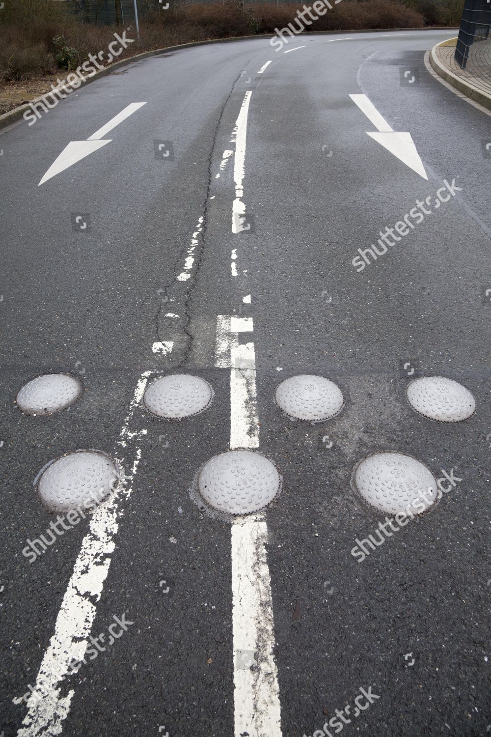 Road Directional Arrows Speed Bumps Reduce Editorial Stock Photo ...