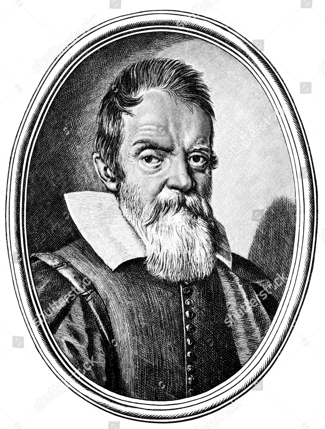Historical Illustration 19th Century Portrait Galileo Editorial Stock ...
