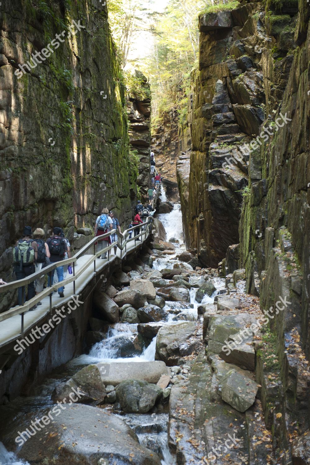 Walkway Through Flume Gorge Narrow Gorge Editorial Stock Photo - Stock ...