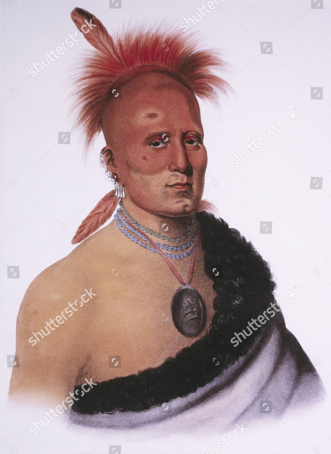 Sharitarish Pawnee Chief Lithograph By Mckenney Editorial Stock Photo ...