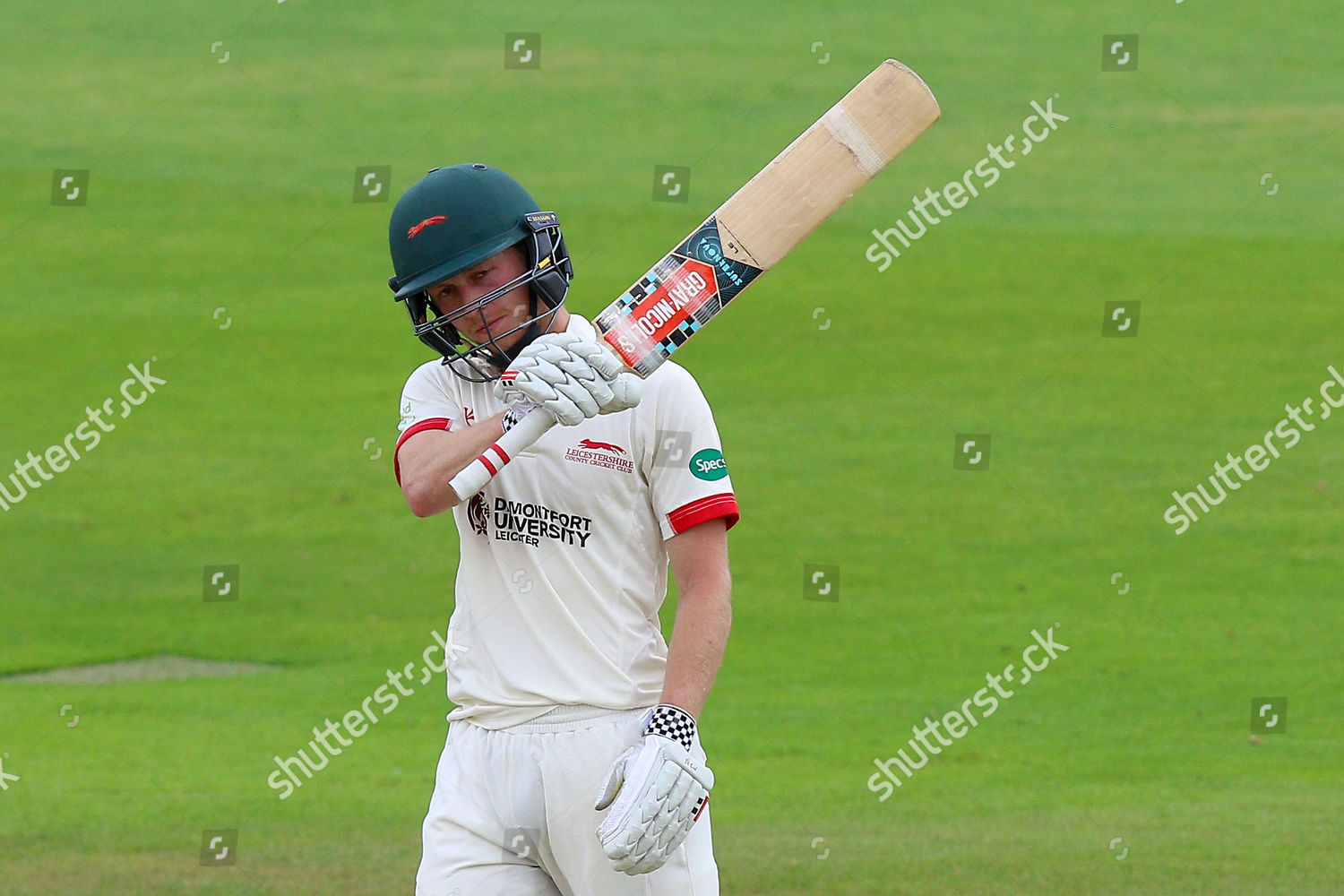 Angus Robson Leicestershire Celebrates Scoring Halfcentury Editorial ...